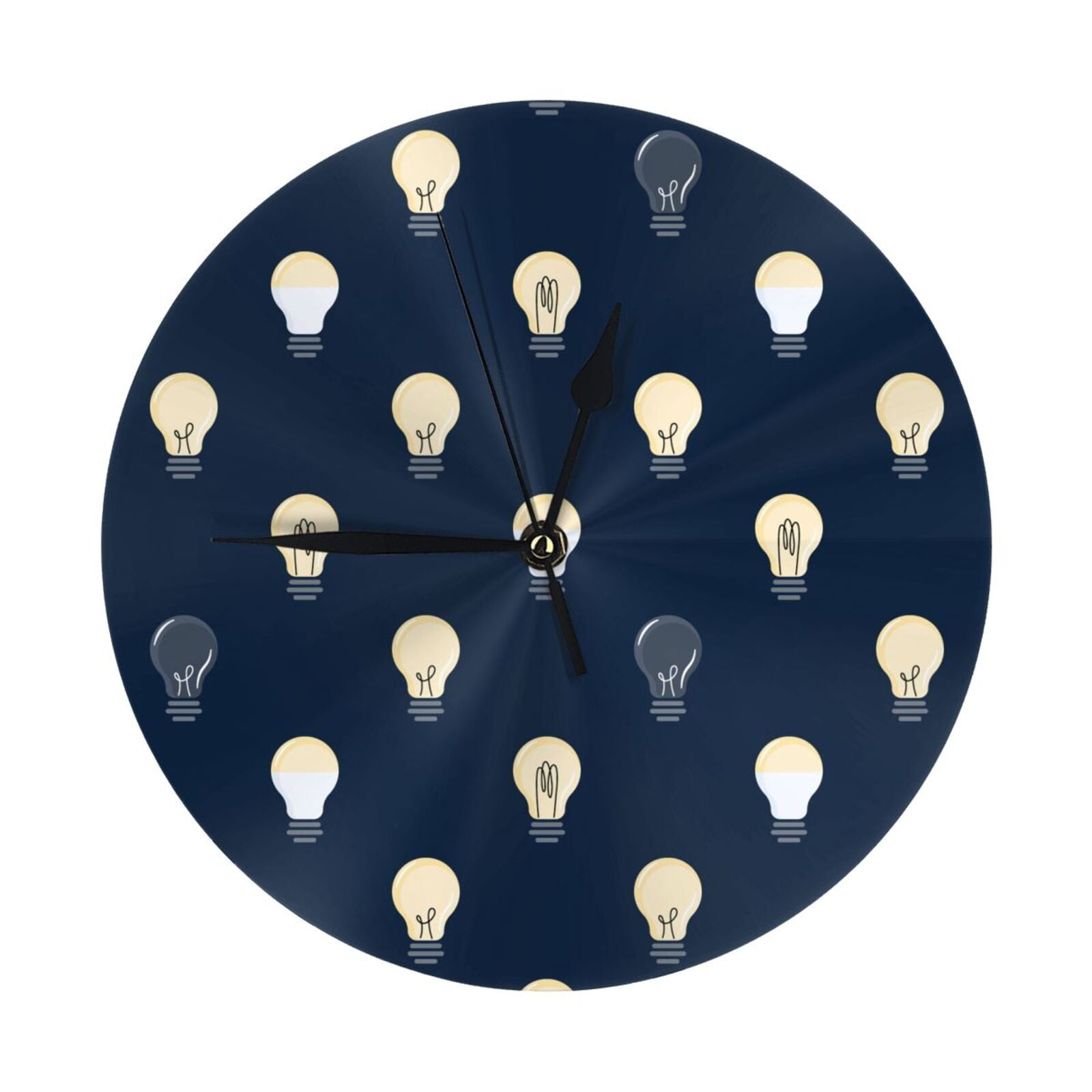 Wall Clock, gray Light Bulb Pattern Wall Clocks Battery Operated Silent ...