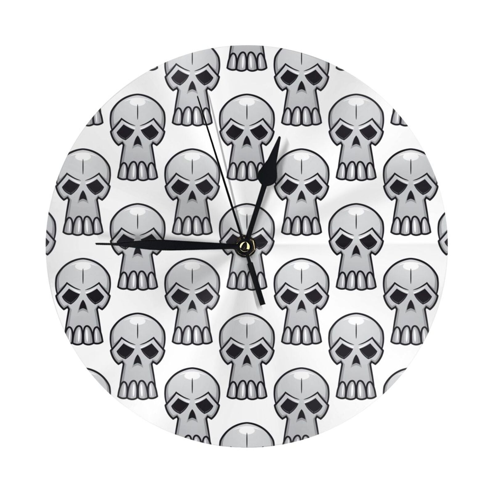 Wall Clock gray skull Wall Clocks Battery Operated, Modern Wall Clock ...