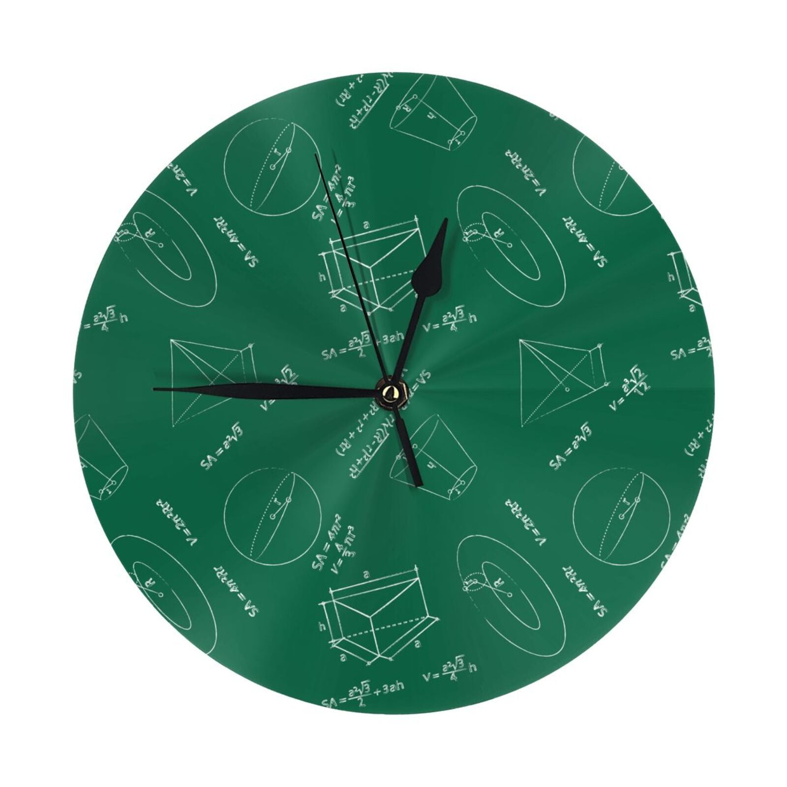 Wall Clock, green Math equation Print Wall Clocks Battery Operated ...