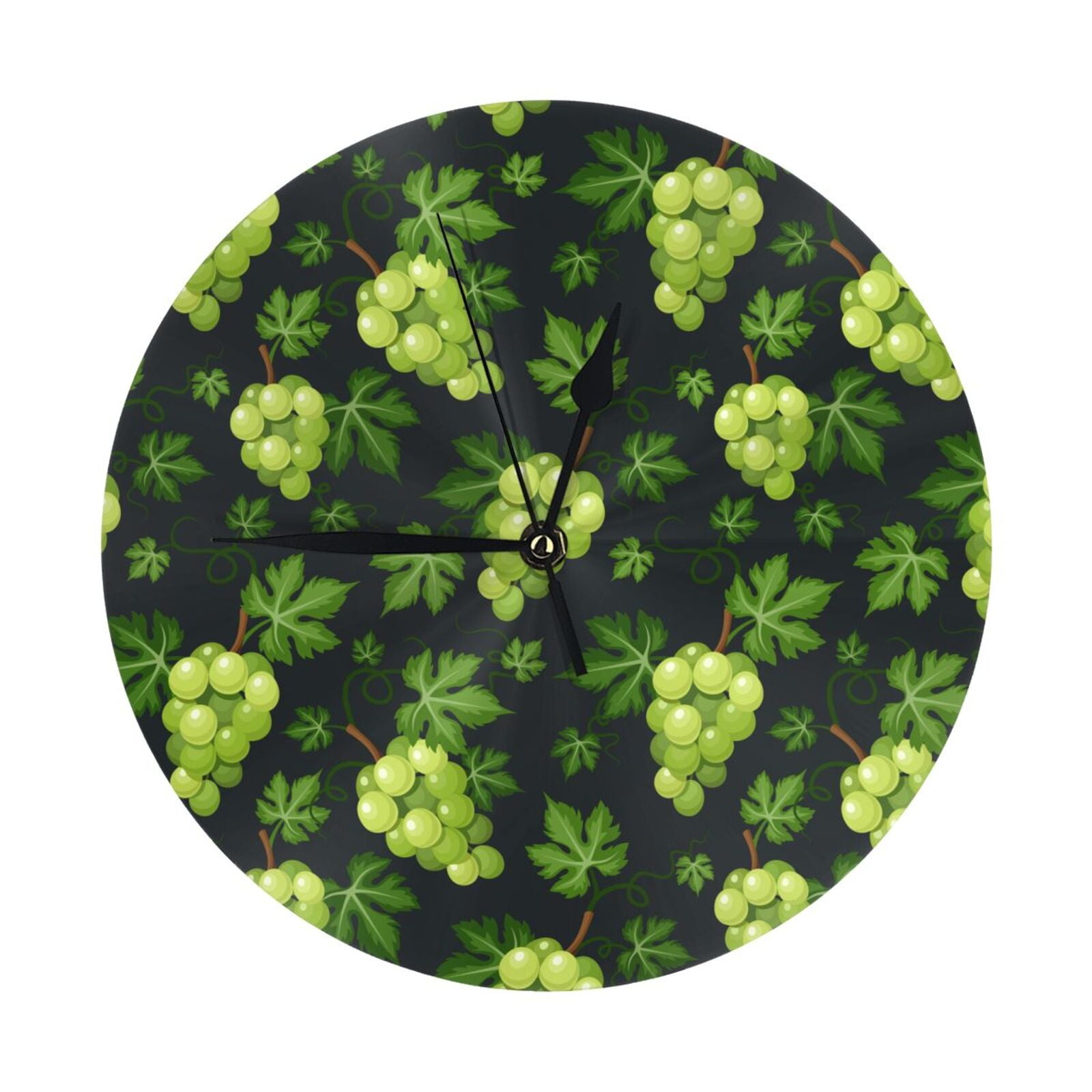 Wall Clock, green leaf Grape Wall Clocks Battery Operated Silent ...