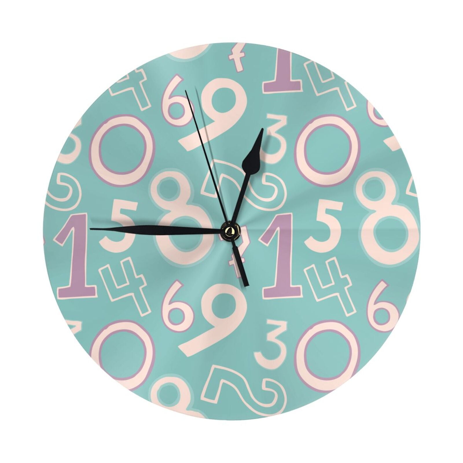 Wall Clock, green math numbers Wall Clocks Battery Operated Silent ...