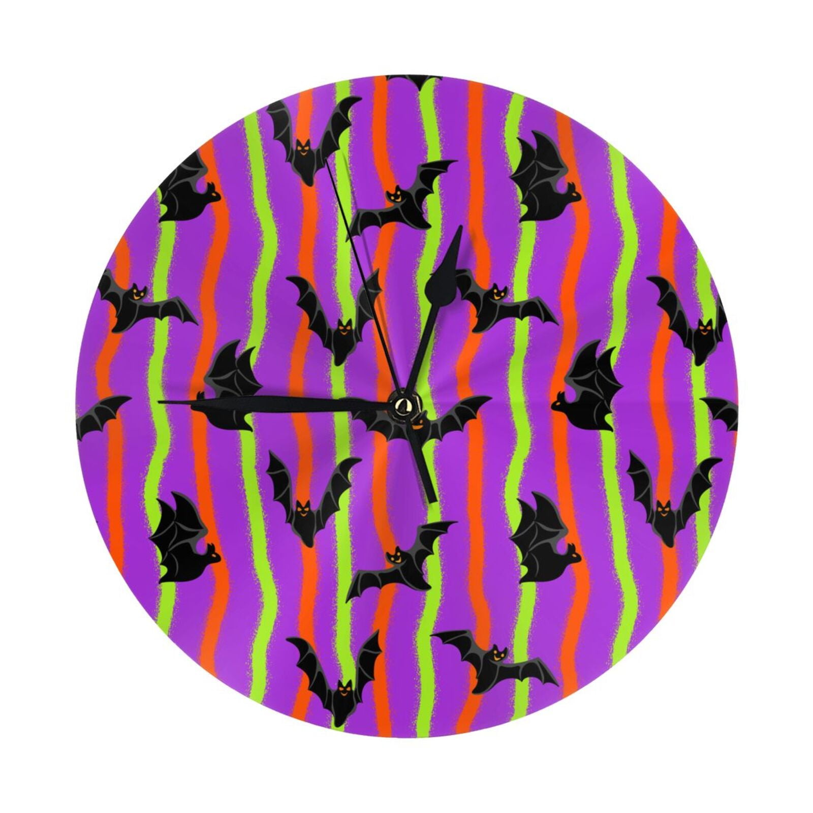 Wall Clock, halloween bats Pattern Wall Clocks Battery Operated Silent ...