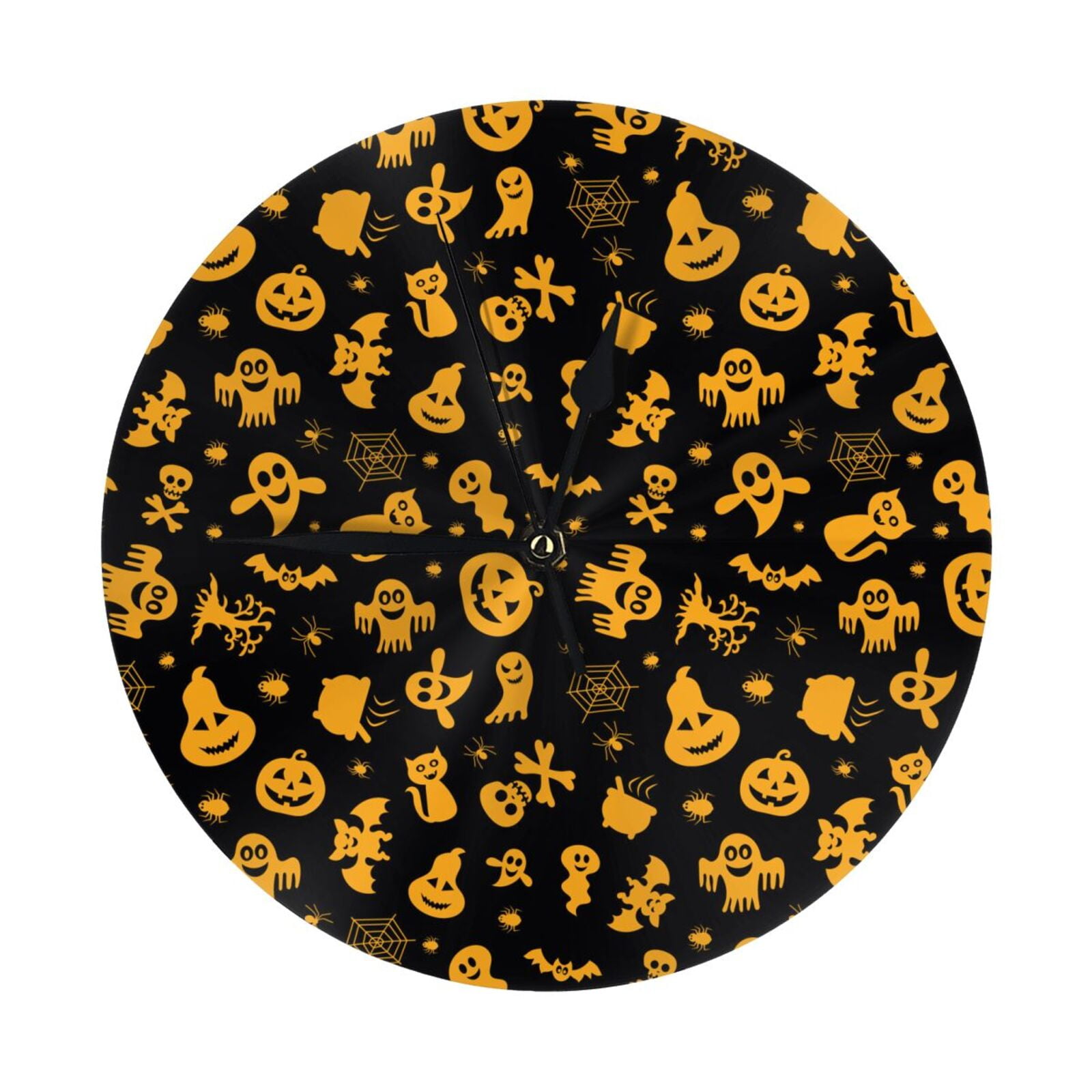 Wall Clock, halloween elements Patterns Wall Clocks Battery Operated ...