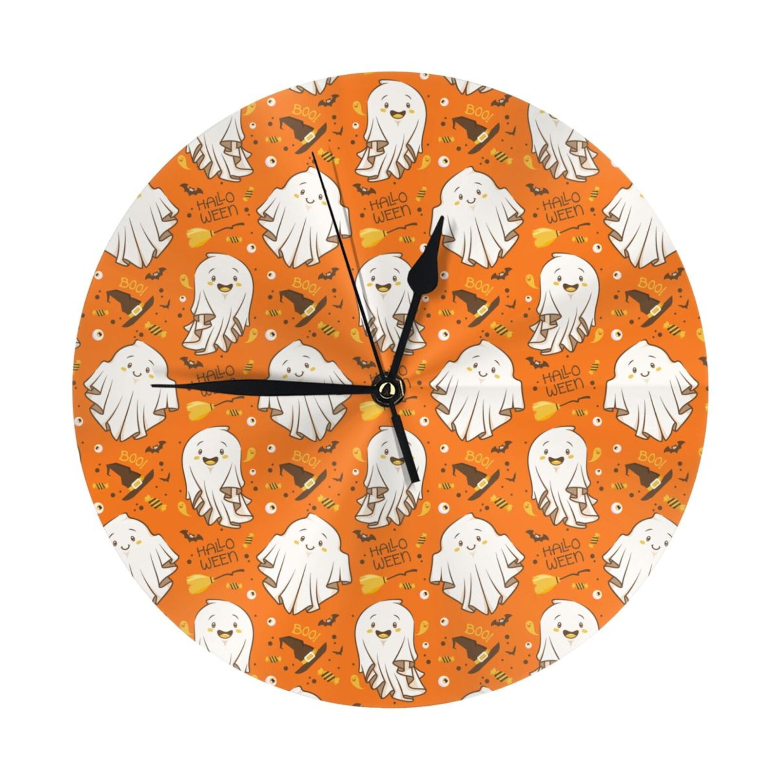 Wall Clock, halloween ghost print Wall Clocks Battery Operated Silent ...