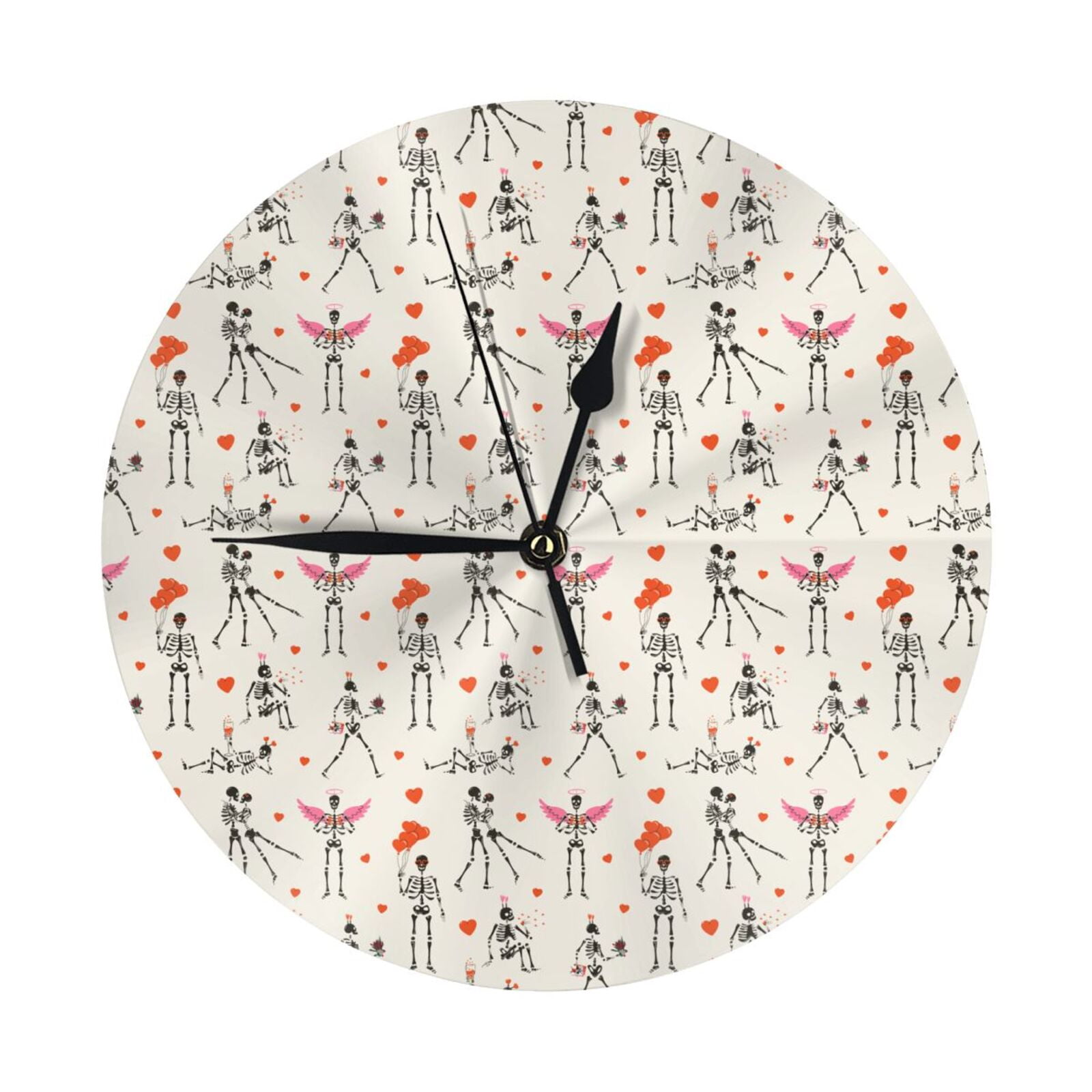 Wall Clock, halloween love skull Wall Clocks Battery Operated Silent ...