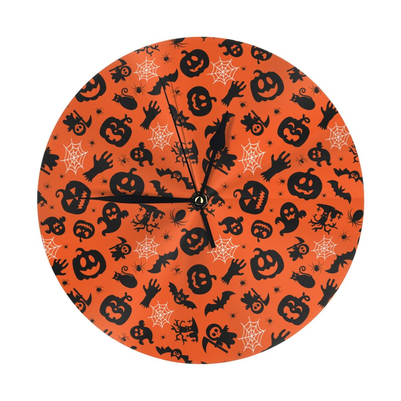 Wall Clock - halloween pumpkins spider web 9.8 Inch Silent Non Ticking ...