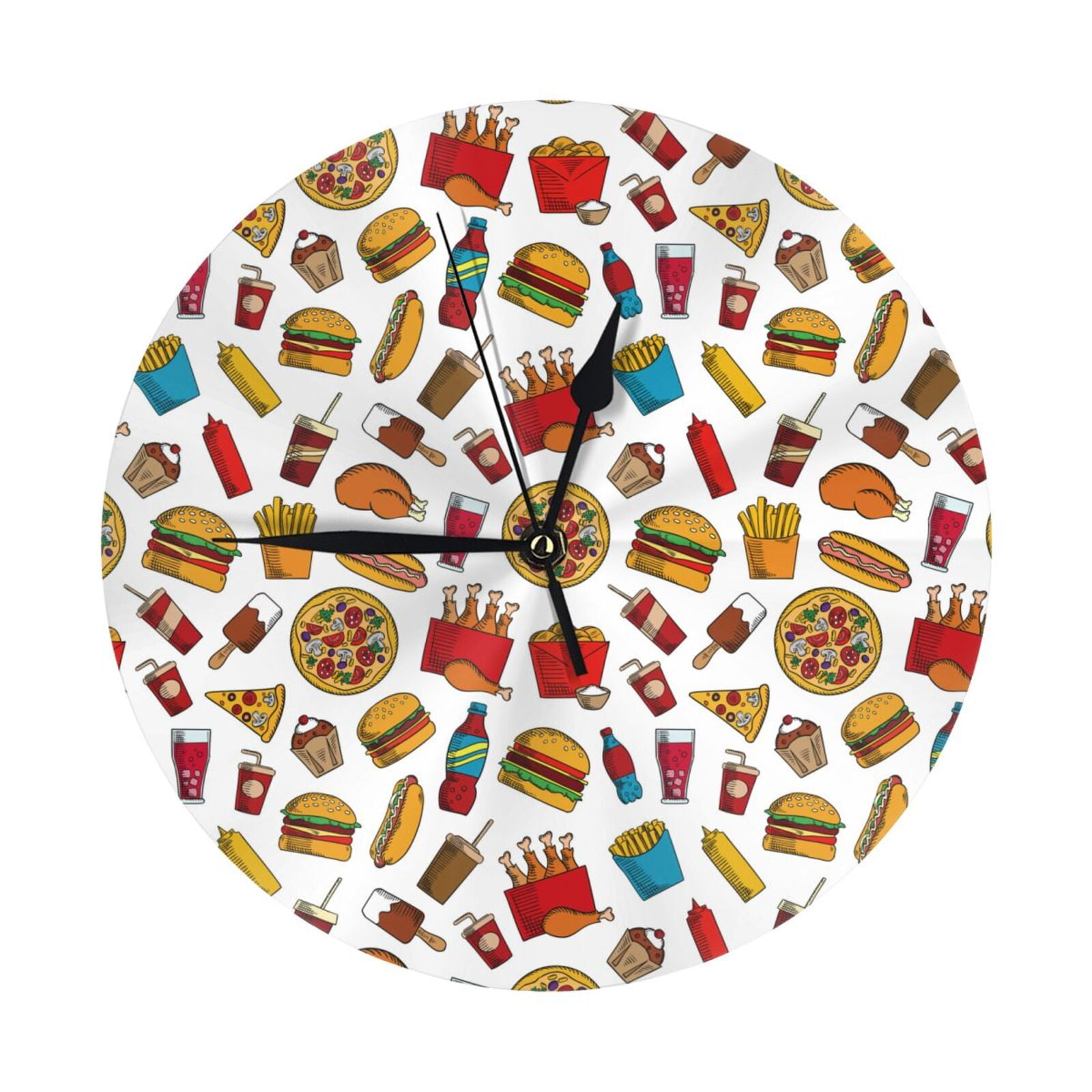 Wall Clock hot dog Pizza Wall Clocks Battery Operated, Modern Wall ...