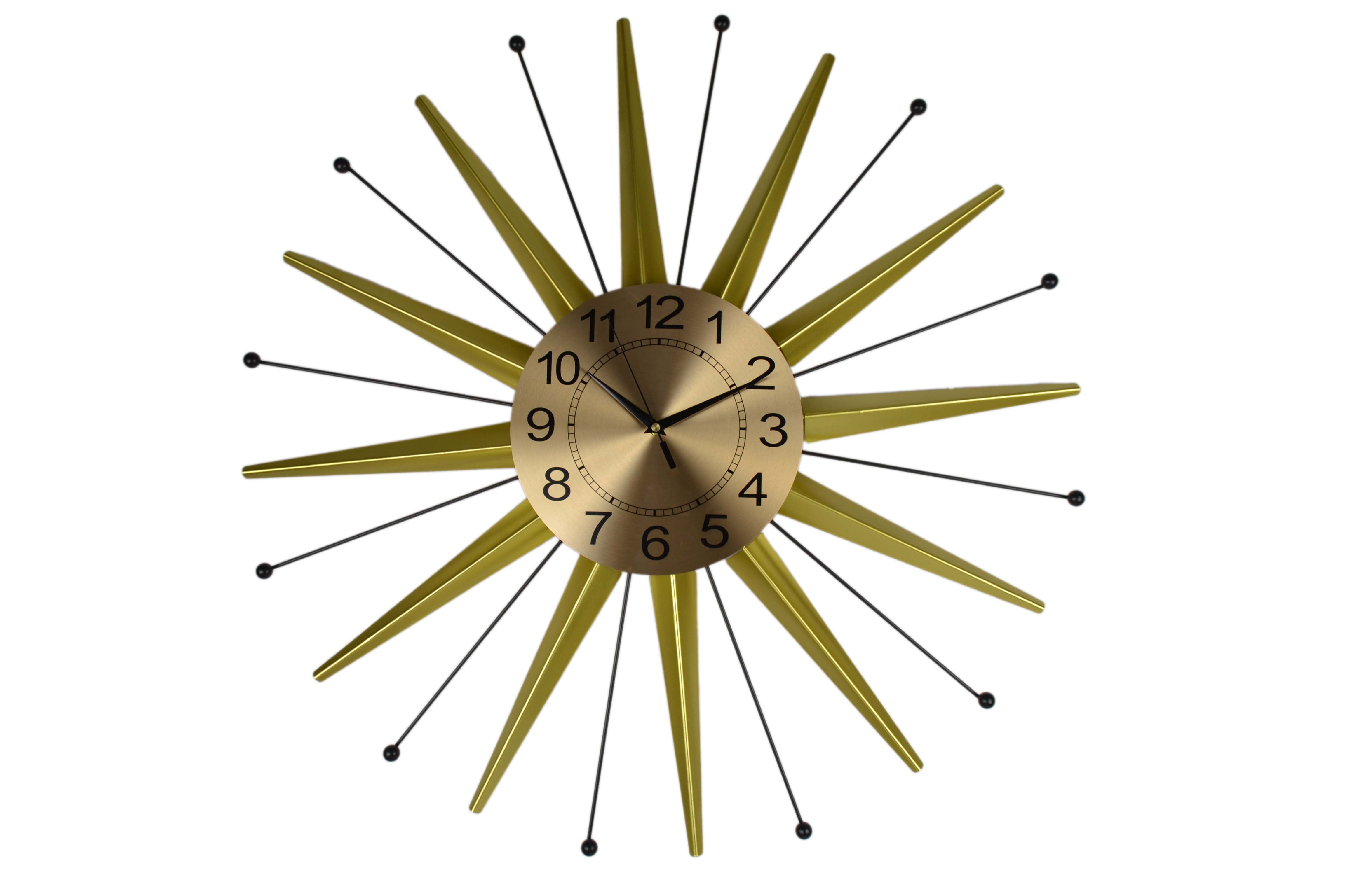 Wall Clock in Decorative Openwork Metal Sunburst Rods and Acrylic ...