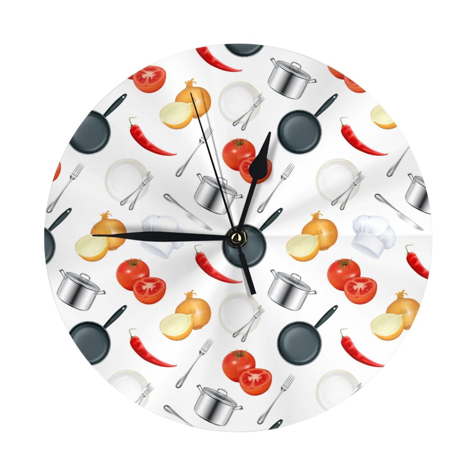Wall Clock, kitchen utensils Pattern Wall Clocks Battery Operated ...