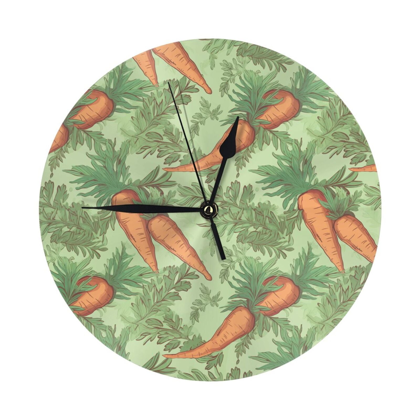 Wall Clock, leaf Carrot print Wall Clocks Battery Operated Silent ...