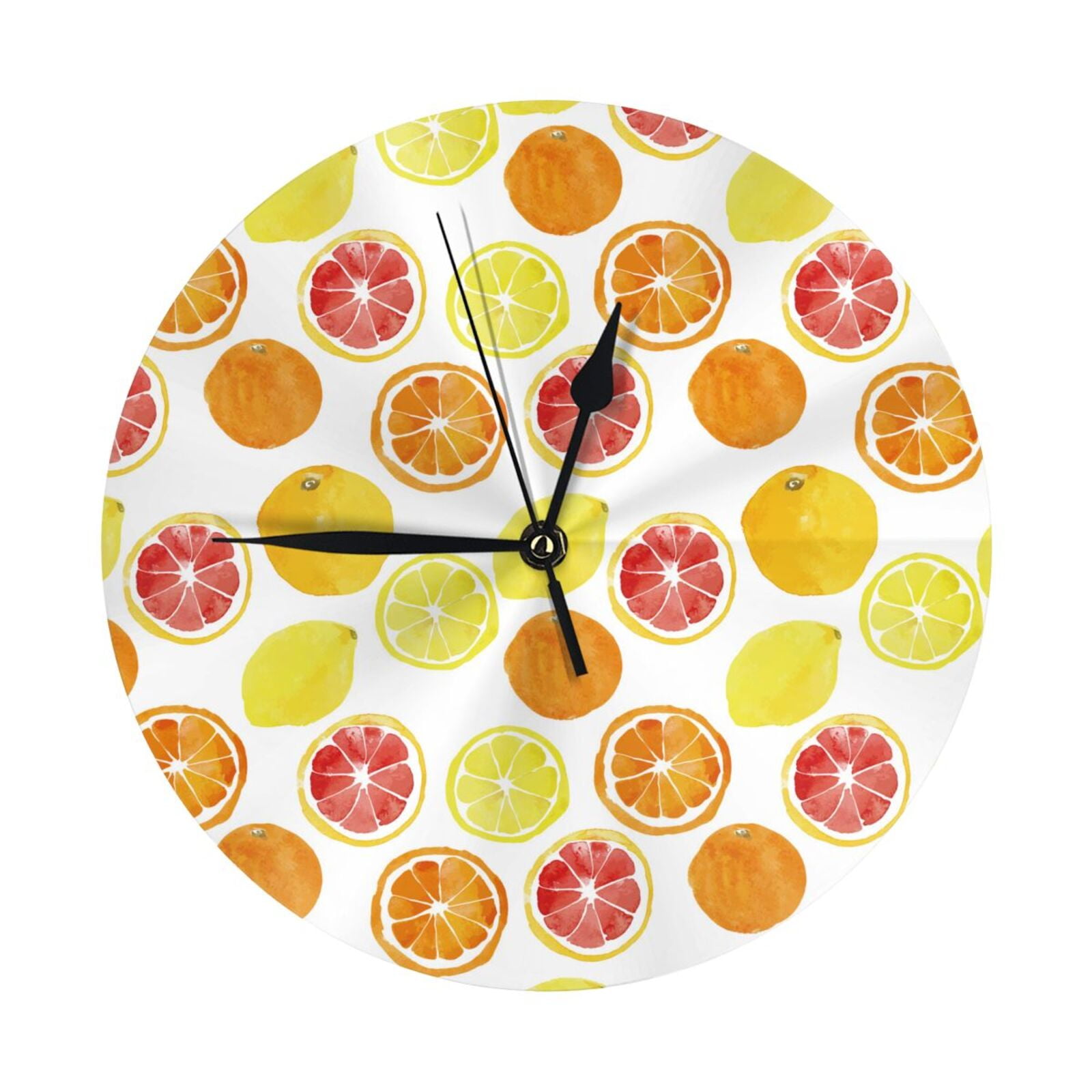 Wall Clock, lemon orange Wall Clocks Battery Operated Silent Kitchen ...