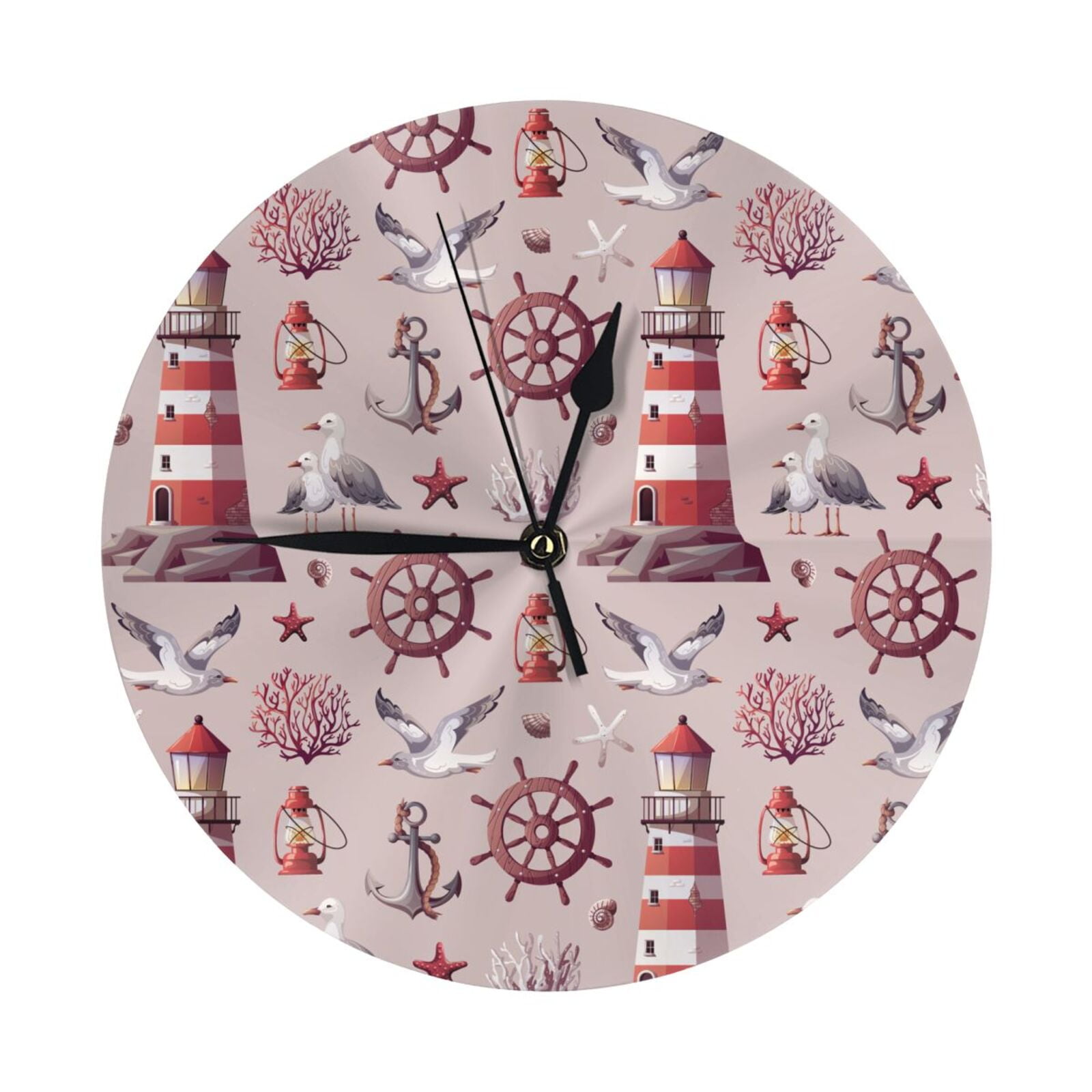 Wall Clock lighthouse rudder bird Wall Clocks Battery Operated, Modern ...