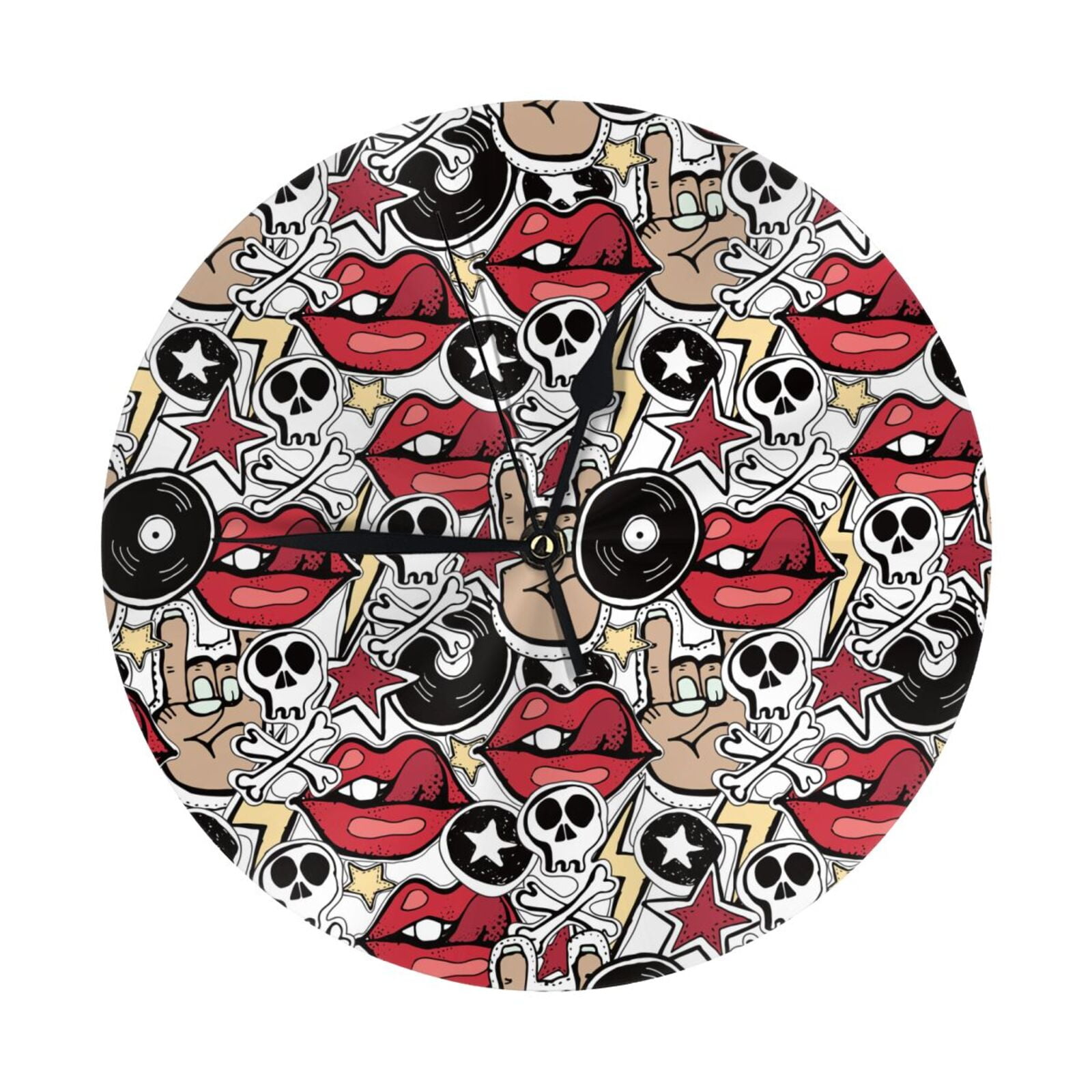 Wall Clock, lip skull Wall Clocks Battery Operated Silent Kitchen ...