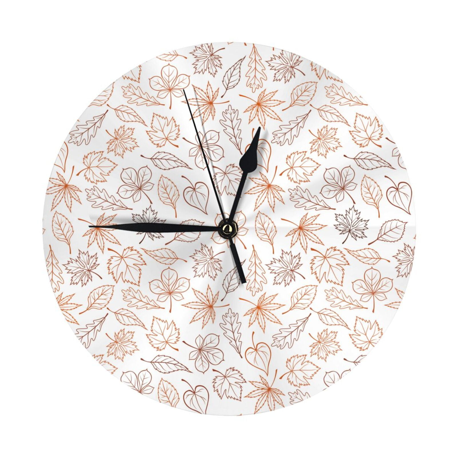 Wall Clock, maple leaves AB Wall Clocks Battery Operated Silent Kitchen ...
