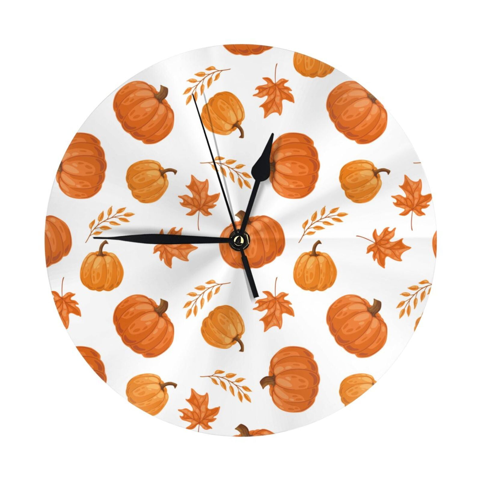 Wall Clock maple pumpkin Wall Clocks Battery Operated, Modern Wall ...