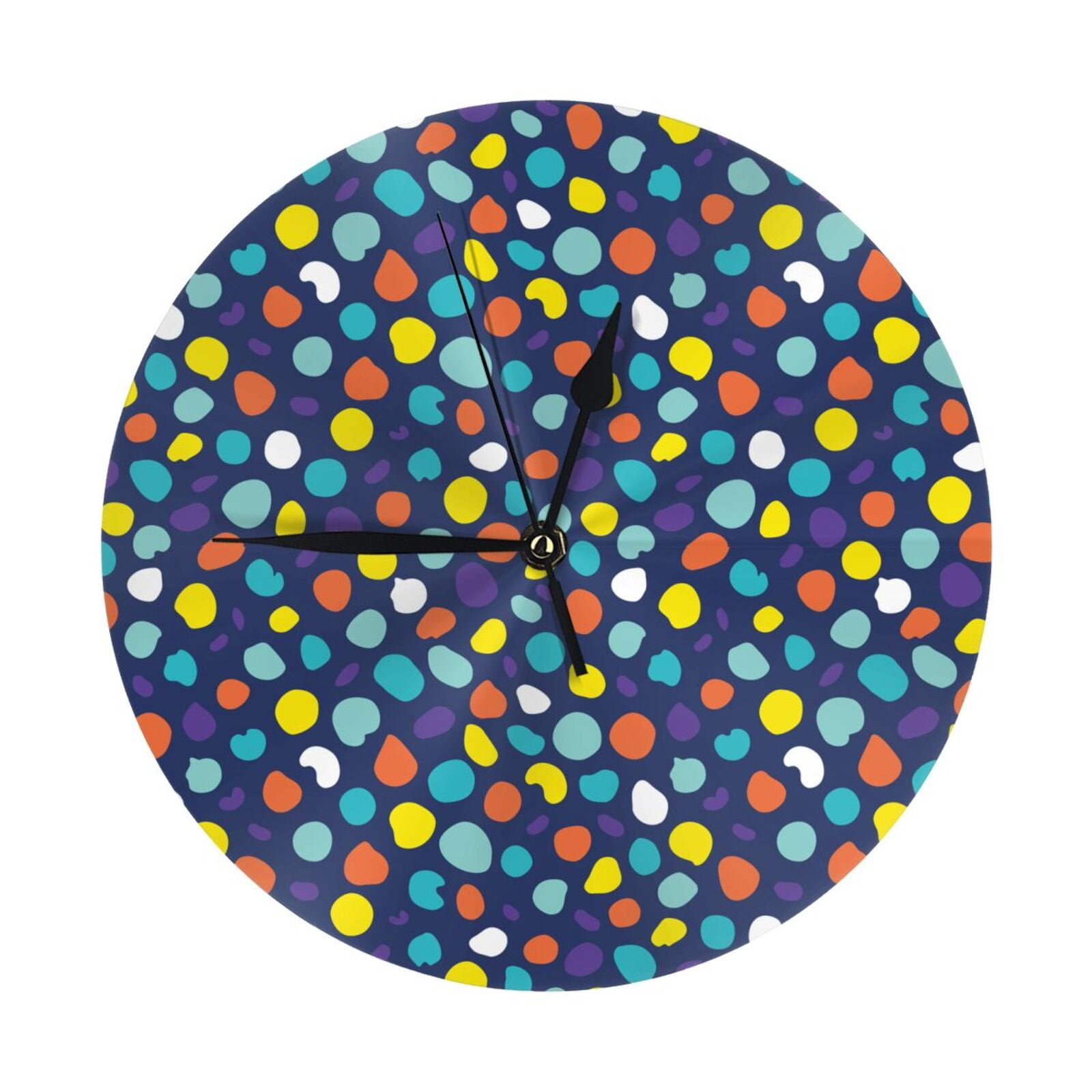 Wall Clock, multicolor dots pattern Wall Clocks Battery Operated Silent ...