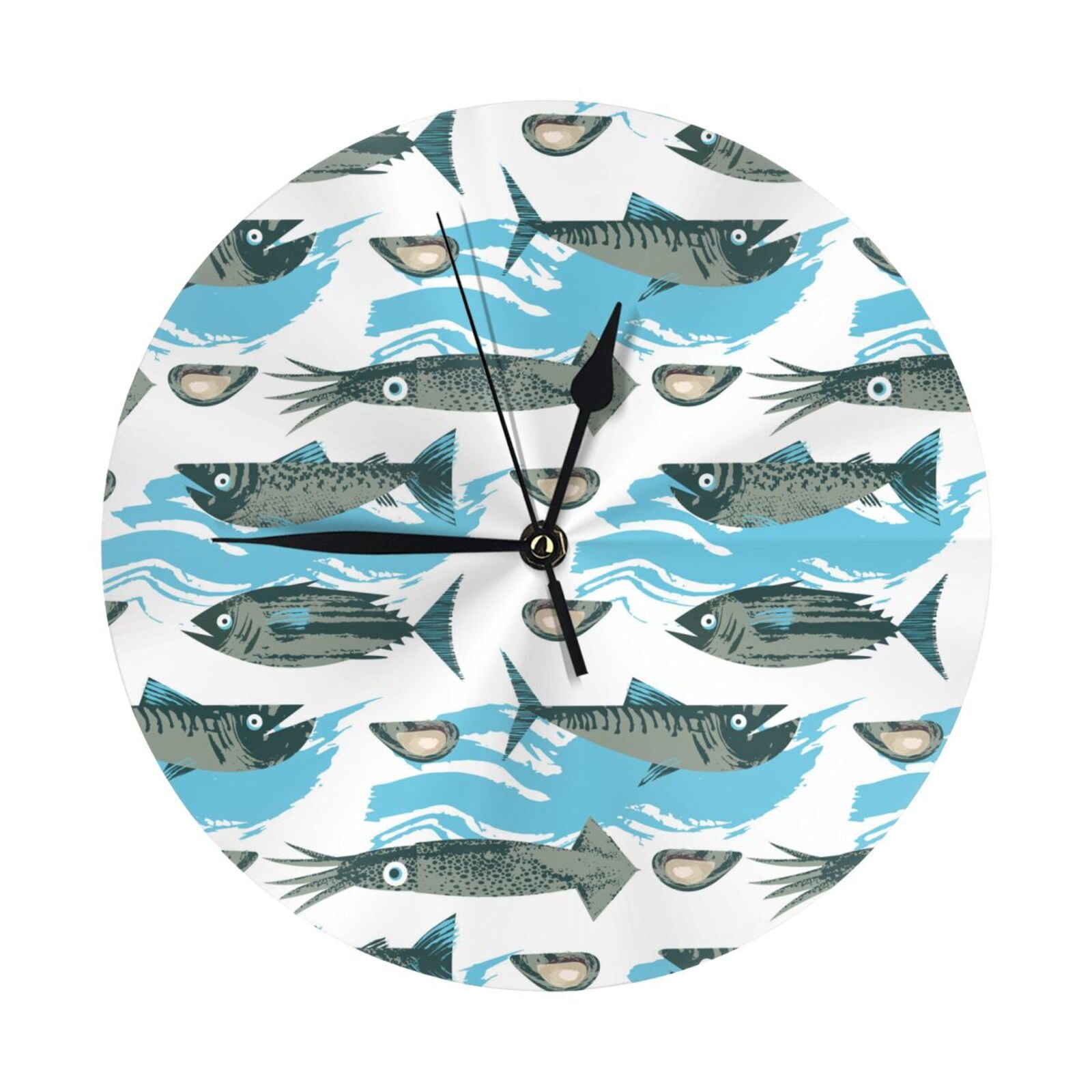 Wall Clock octopus fish Wall Clocks Battery Operated, Modern Wall Clock ...