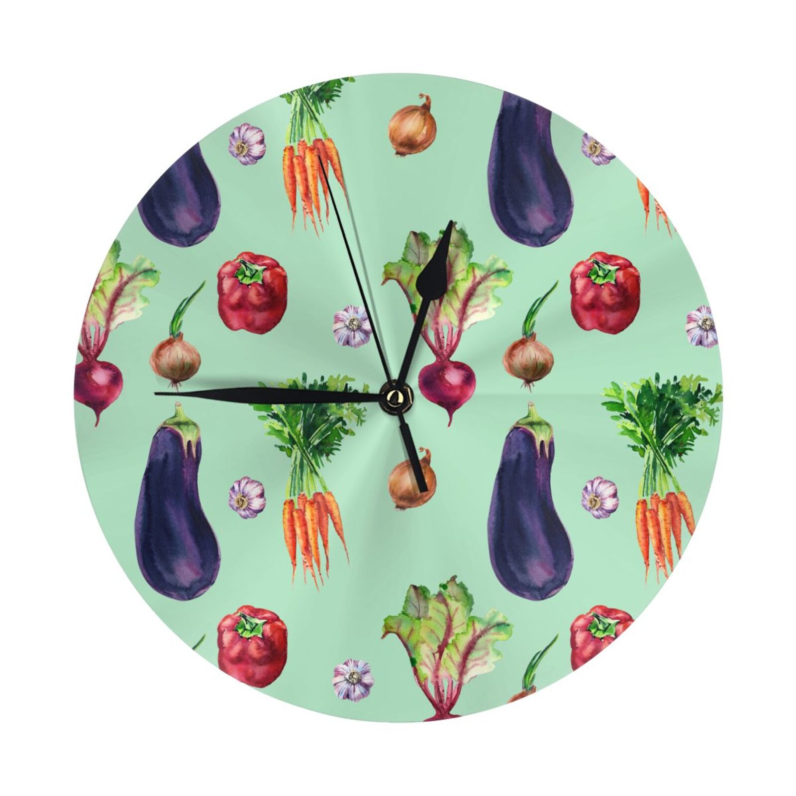 Wall Clock, onion garlic Eggplant Wall Clocks Battery Operated Silent ...