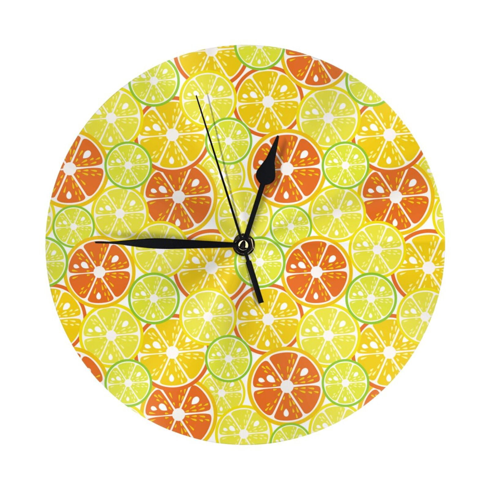 Wall Clock, orange Lemon Wall Clocks Battery Operated Silent Kitchen ...