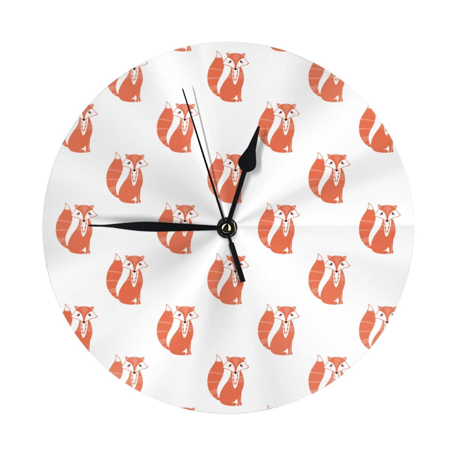 Wall Clock, orange fox Wall Clocks Battery Operated Silent Kitchen ...
