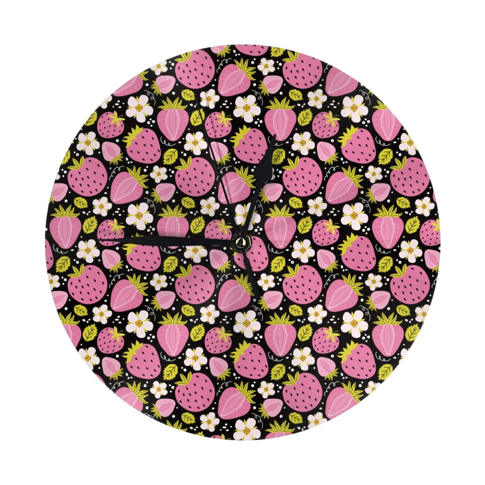 Wall Clock pale pink strawberry Wall Clocks Battery Operated, Modern ...