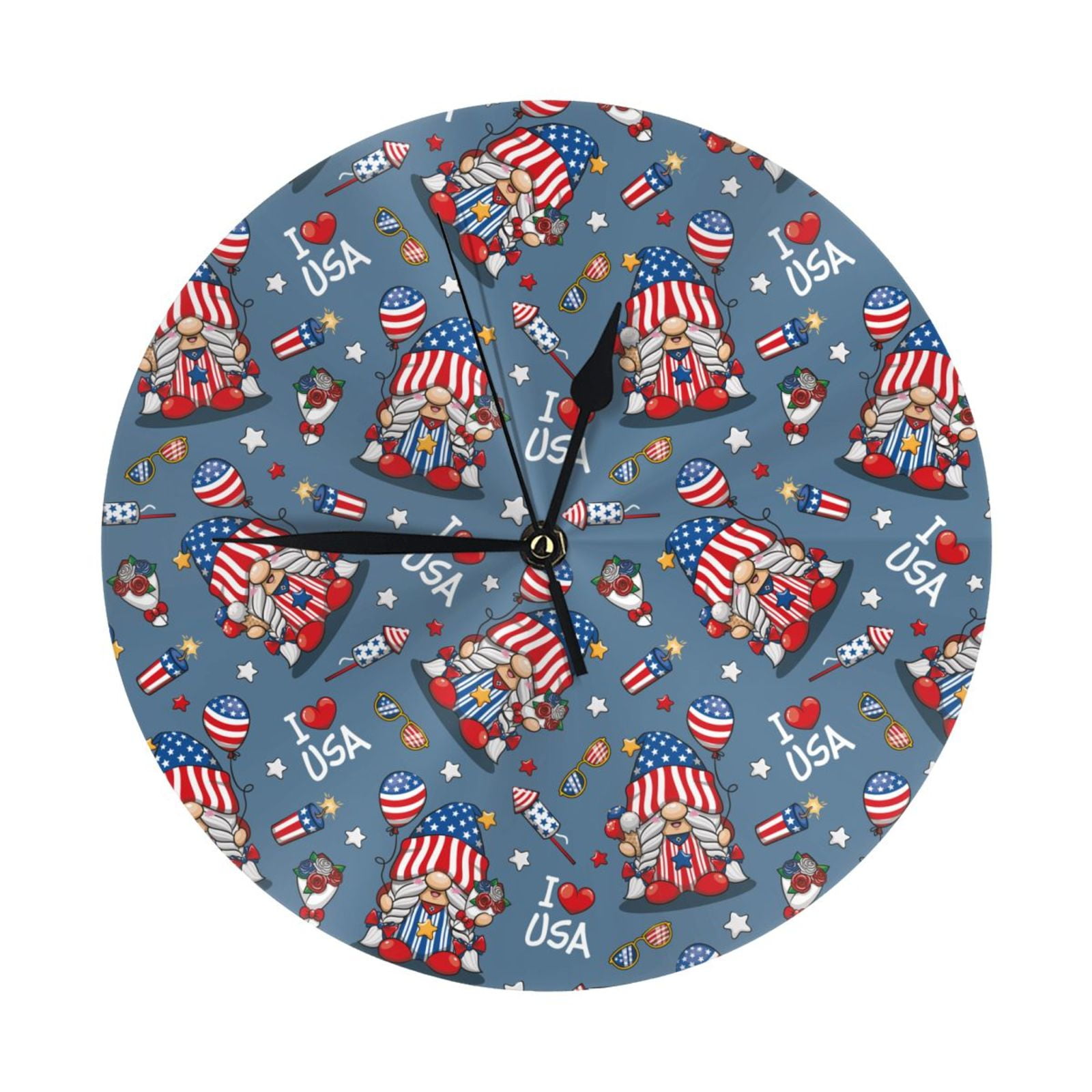 Wall Clock, party USA Flag A Wall Clocks Battery Operated Silent ...