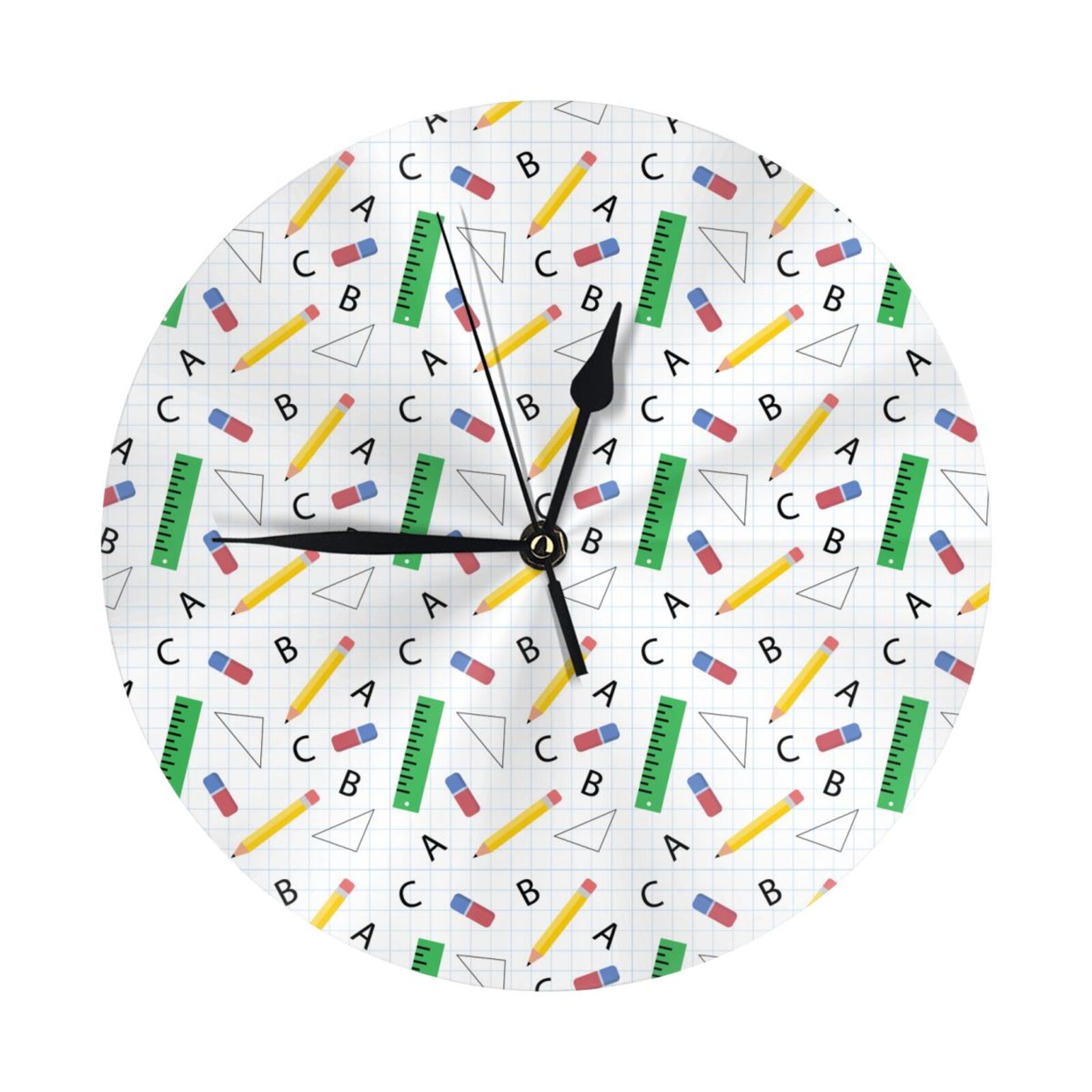 Wall Clock, pencil ruler Wall Clocks Battery Operated Silent Kitchen ...