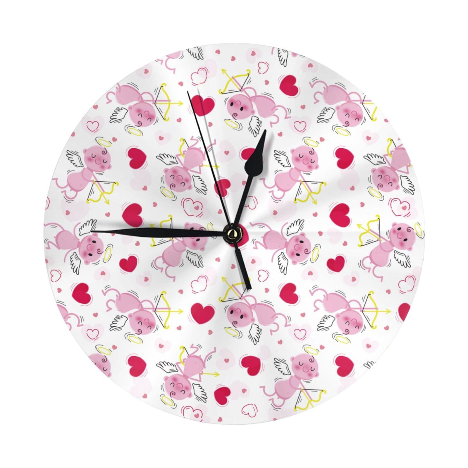 Wall Clock, pink angel Wall Clocks Battery Operated Silent Kitchen ...