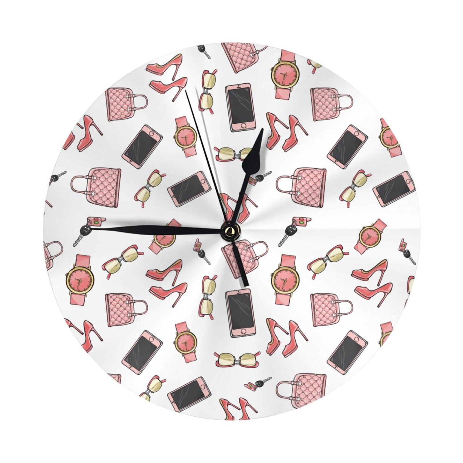 Wall Clock, pink fashion Wall Clocks Battery Operated Silent Kitchen ...