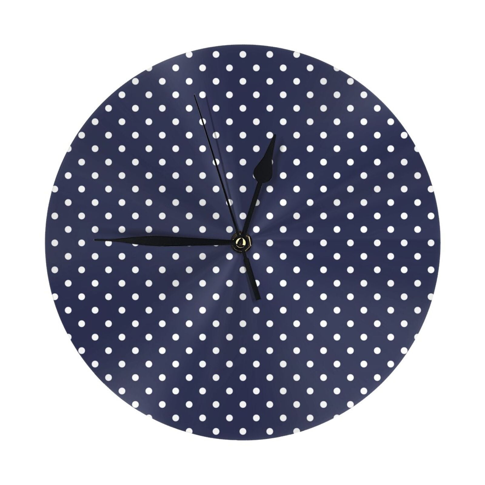 Wall Clock, polka dots navy blue Wall Clocks Battery Operated Silent ...
