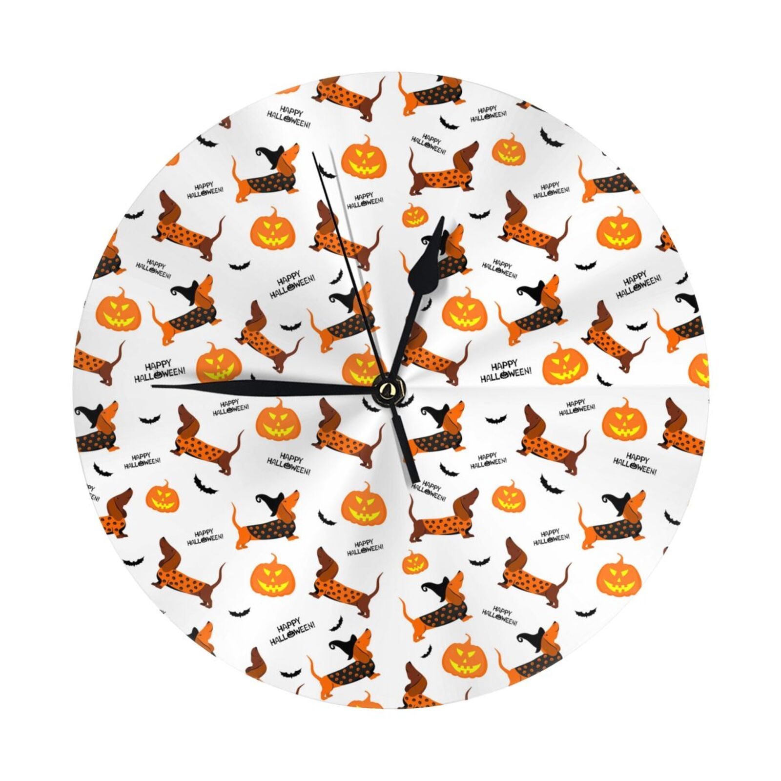 Wall Clock, pumpkin halloween dog Wall Clocks Battery Operated Silent ...