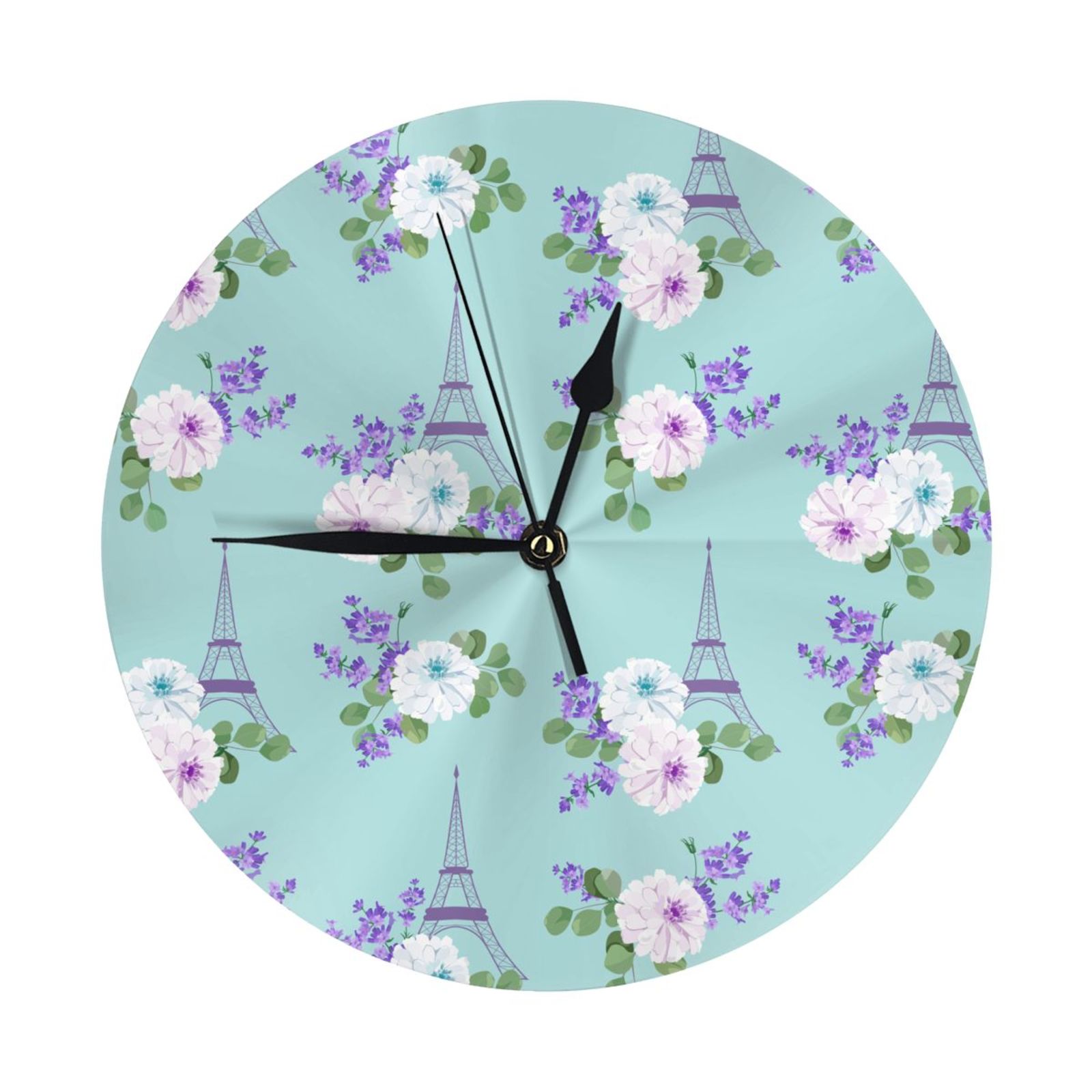 Wall Clock purple Towers flower Wall Clocks Battery Operated, Modern ...
