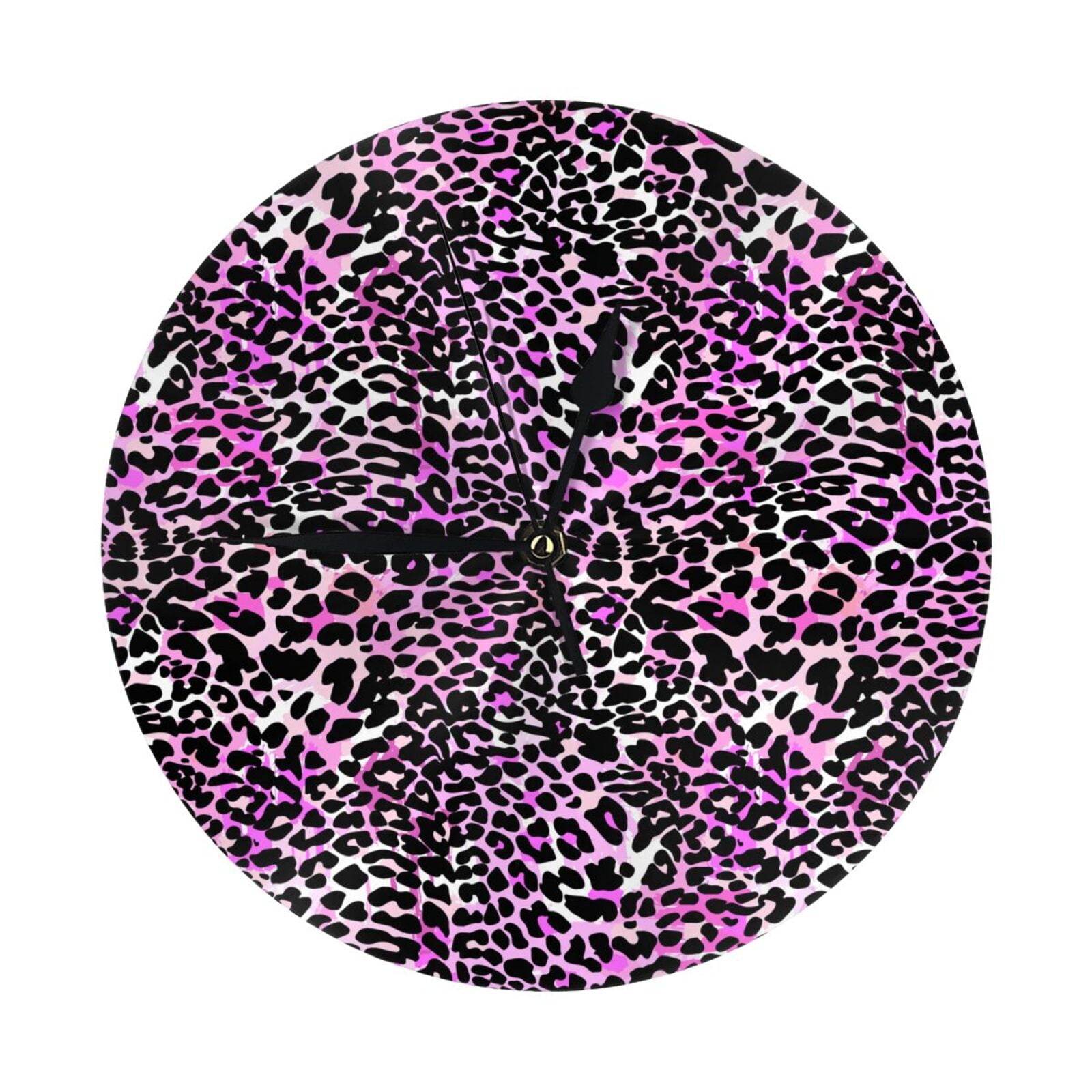 Wall Clock, purple cool trendy Leopard print Wall Clocks Battery ...