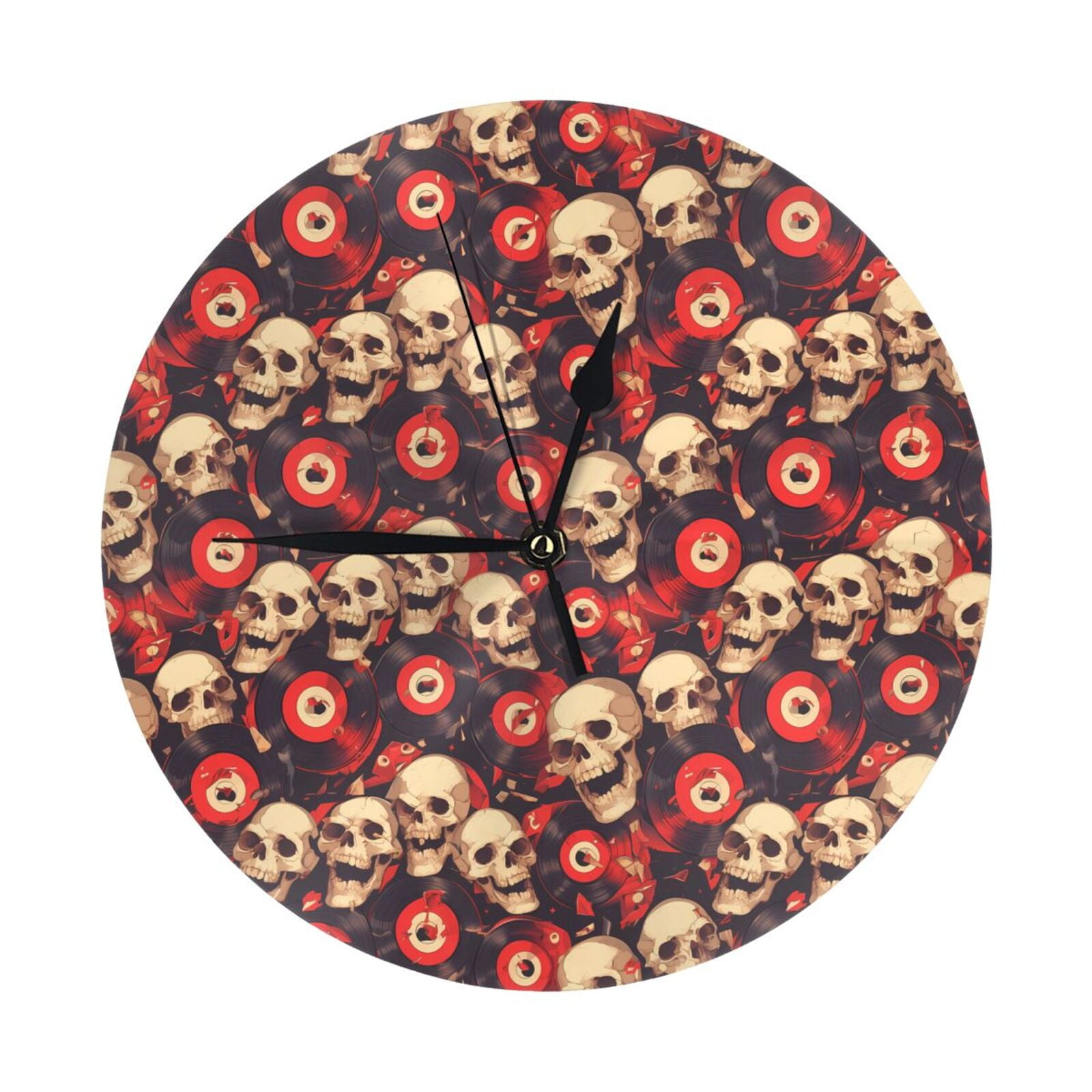 Wall Clock record Skull rock Wall Clocks Battery Operated, Modern Wall ...