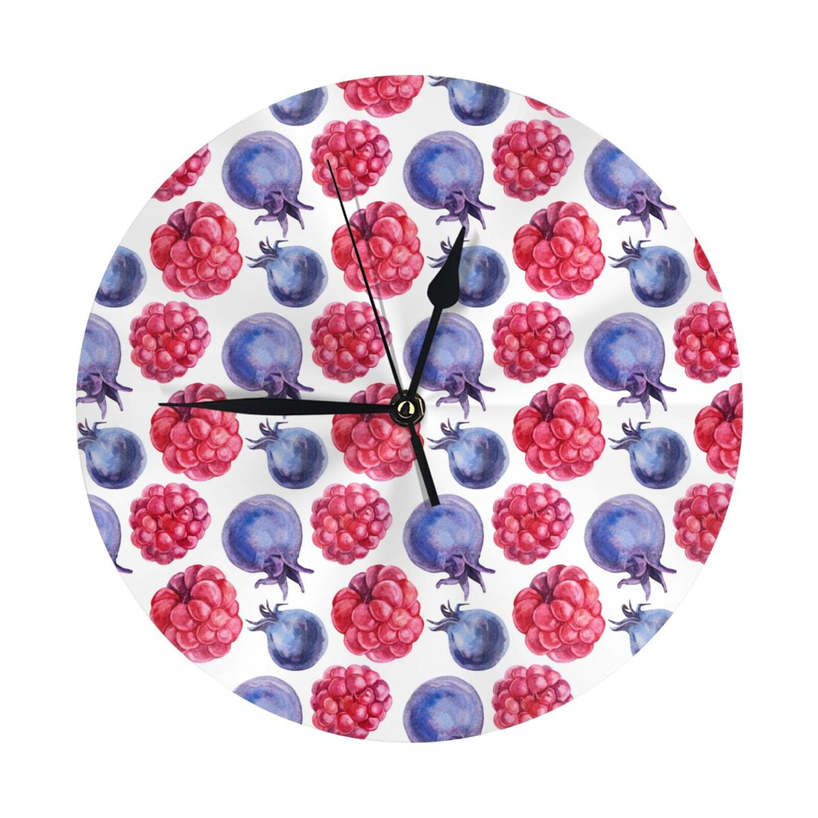 Wall Clock red blue berry Wall Clocks Battery Operated, Modern Wall ...