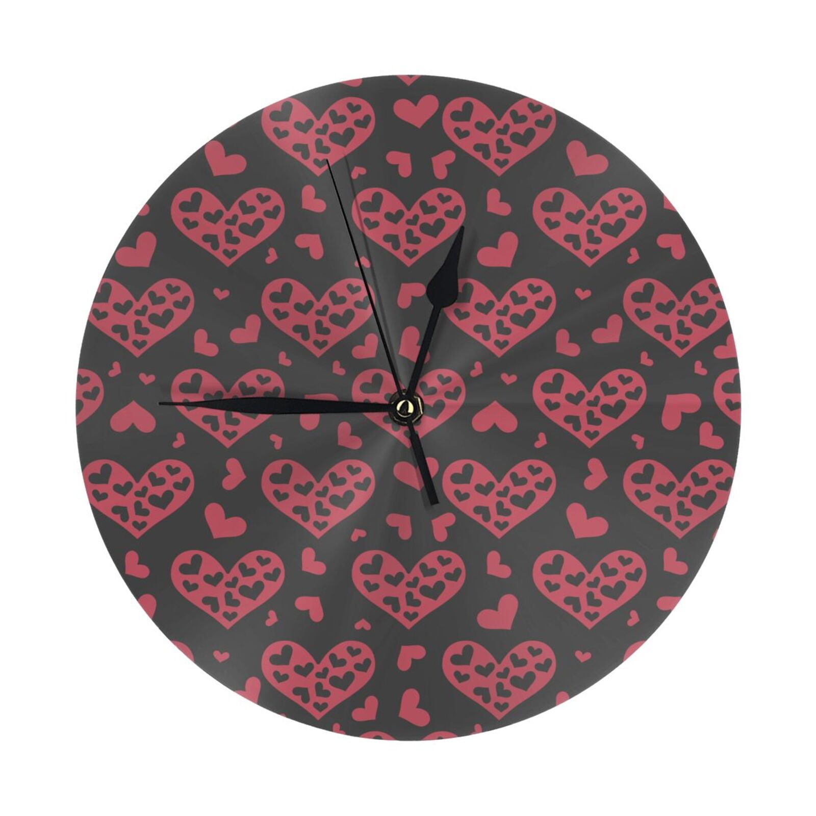 Wall Clock, red love heart Wall Clocks Battery Operated Silent Kitchen ...