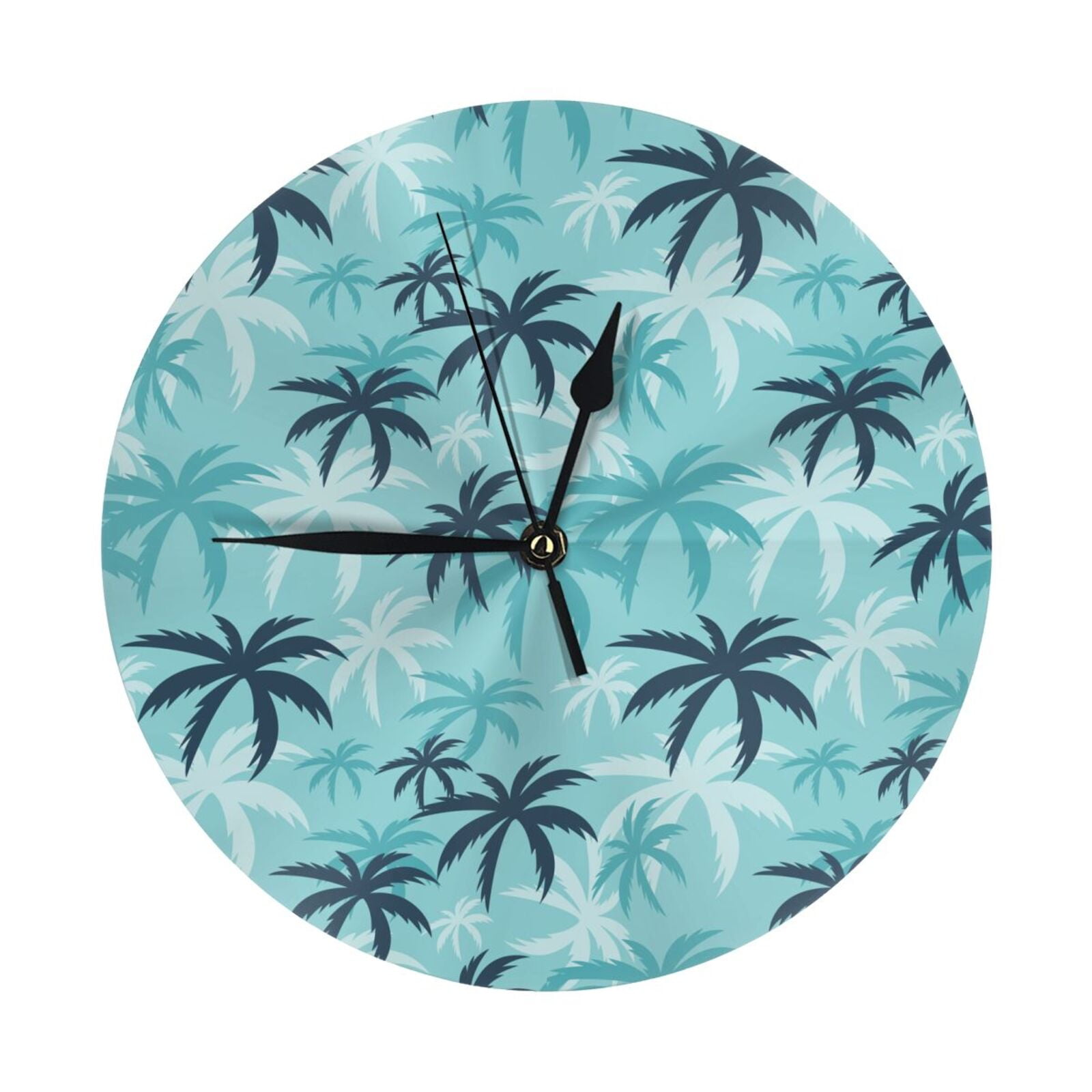 Wall Clock, retro Palm Tree blue Wall Clocks Battery Operated Silent ...