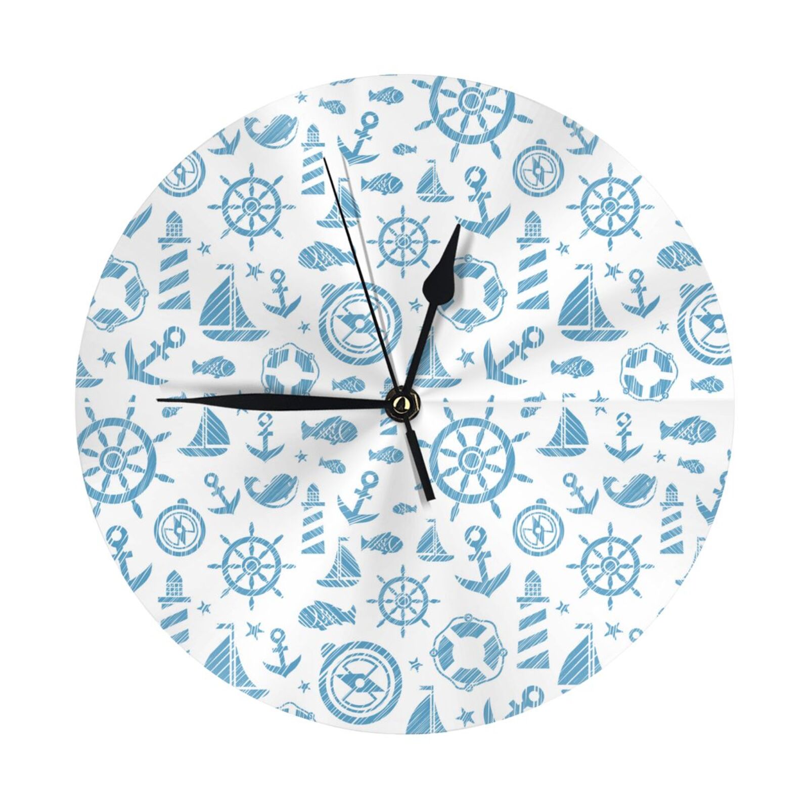 Wall Clock, rudder sailing ship Wall Clocks Battery Operated Silent ...