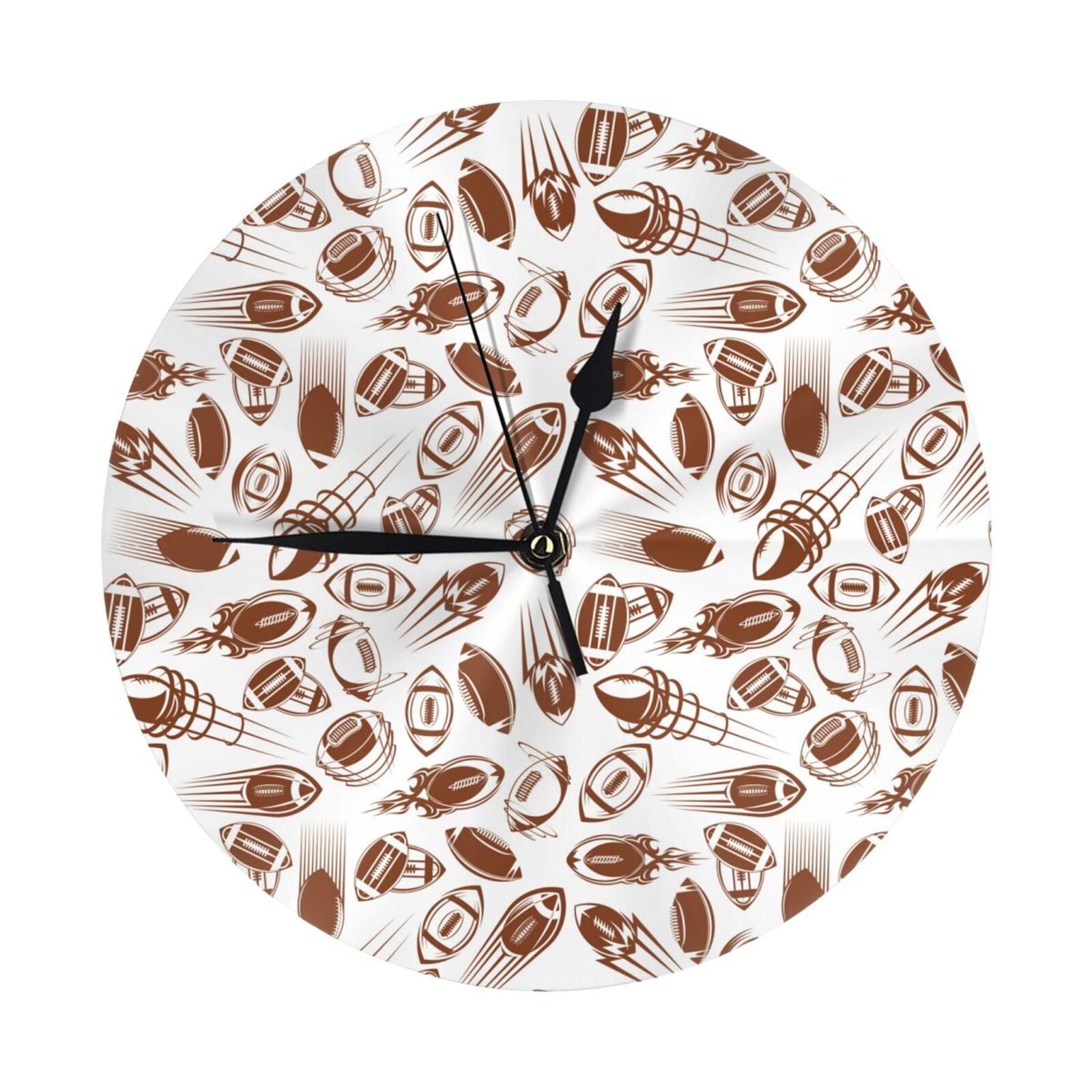 Wall Clock, rugby style Wall Clocks Battery Operated Silent Kitchen ...