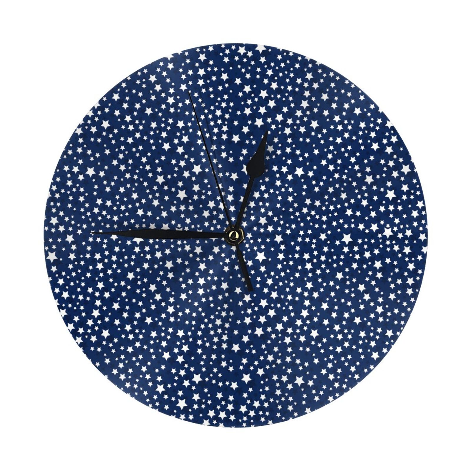 Wall Clock, shiny stars night sky navyblue Wall Clocks Battery Operated ...