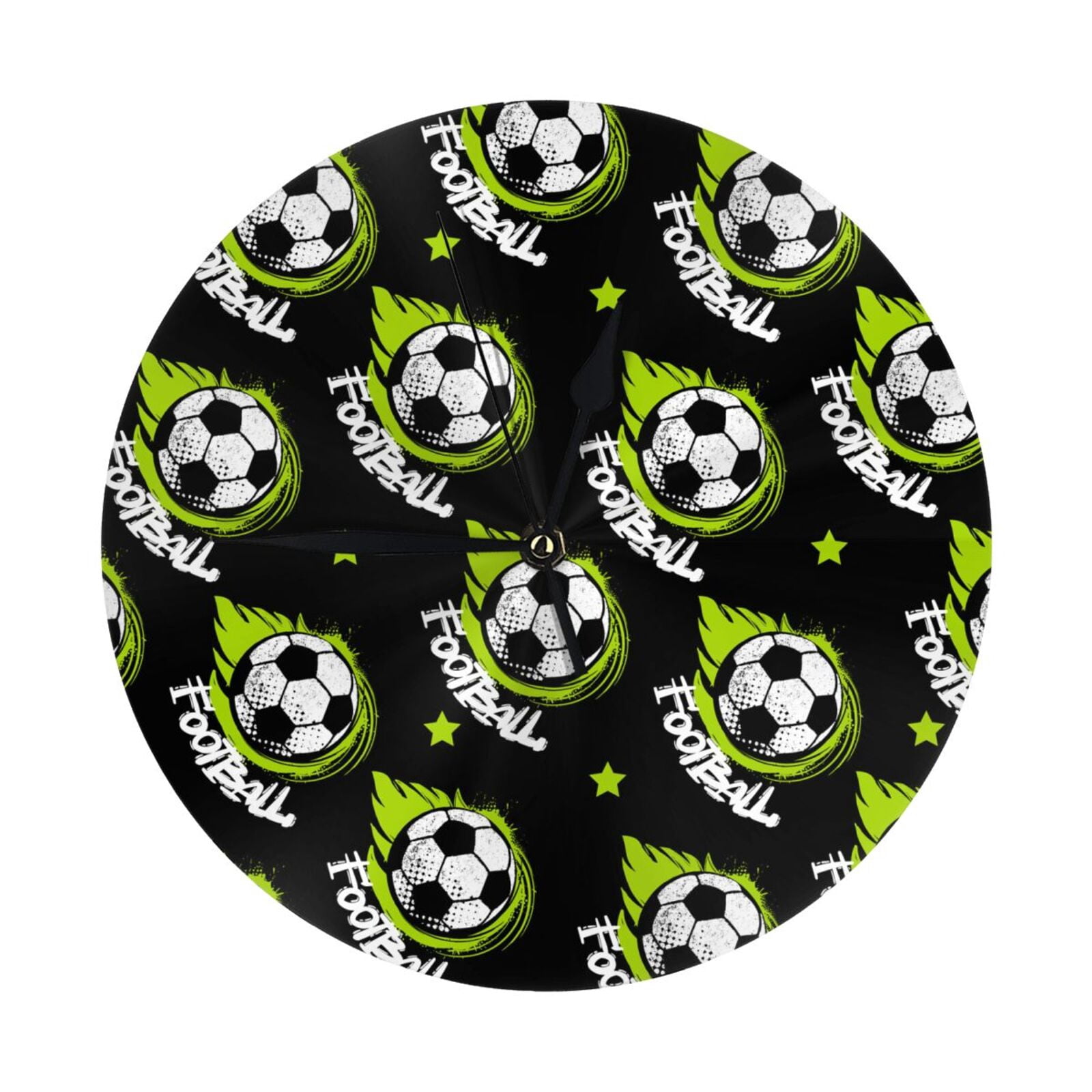 Wall Clock, soccer football ball cool black Wall Clocks Battery ...