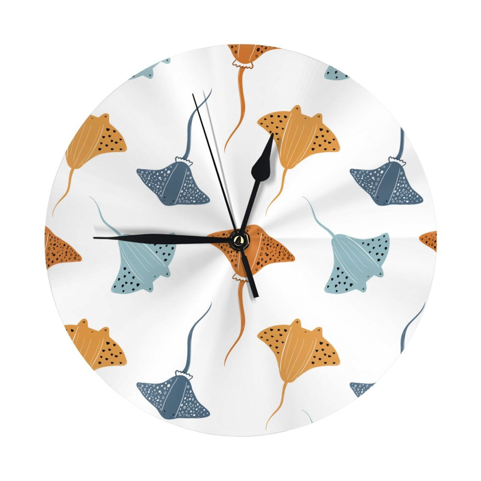 Wall Clock, stingrays cartoon cute Wall Clocks Battery Operated Silent ...