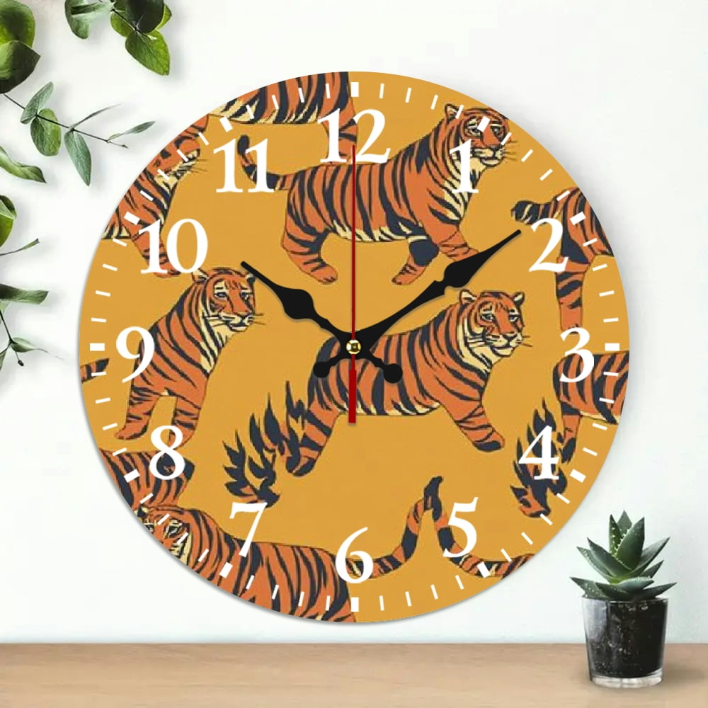 Wall Clock, tiger stripes Print, Battery Operated (AA Not Included ...