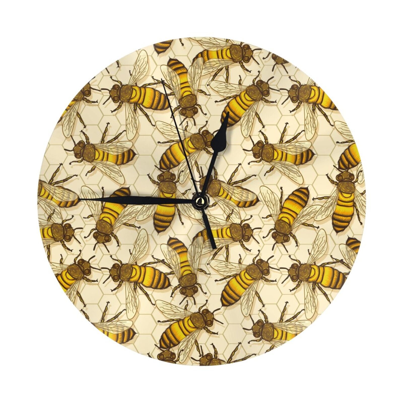 Wall Clock, vintage honey bees honeycomb Wall Clocks Battery Operated ...