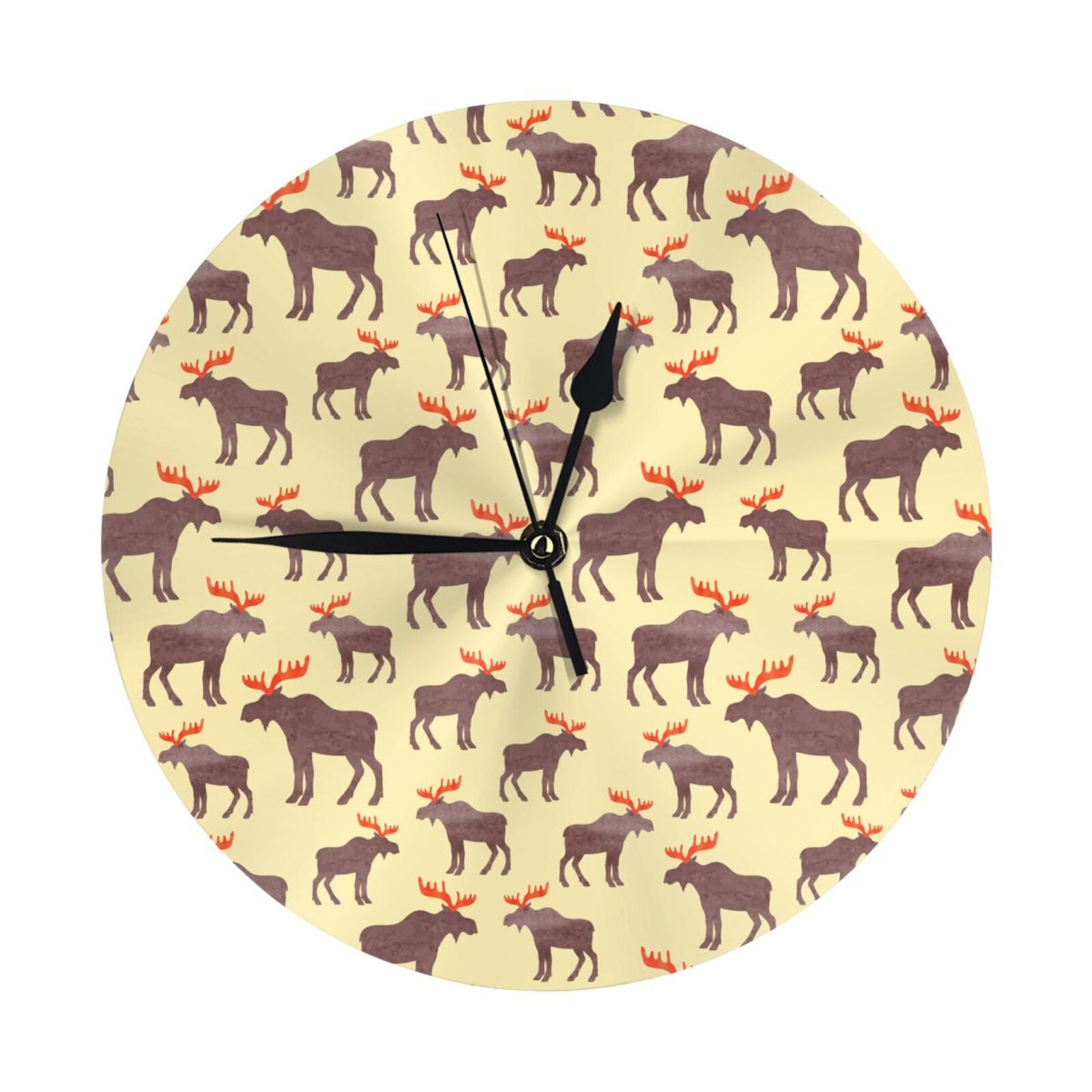Wall Clock vintage moose elk yellow cool Wall Clocks Battery Operated ...