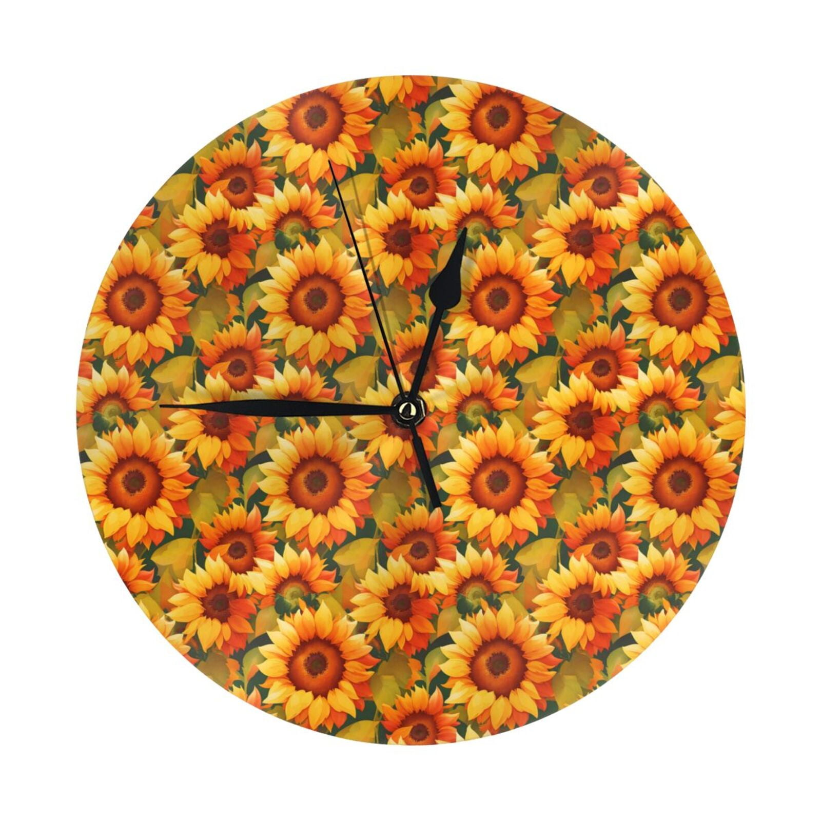Wall Clock, watercolor sunflowers Aesthetic cute Wall Clocks Battery ...
