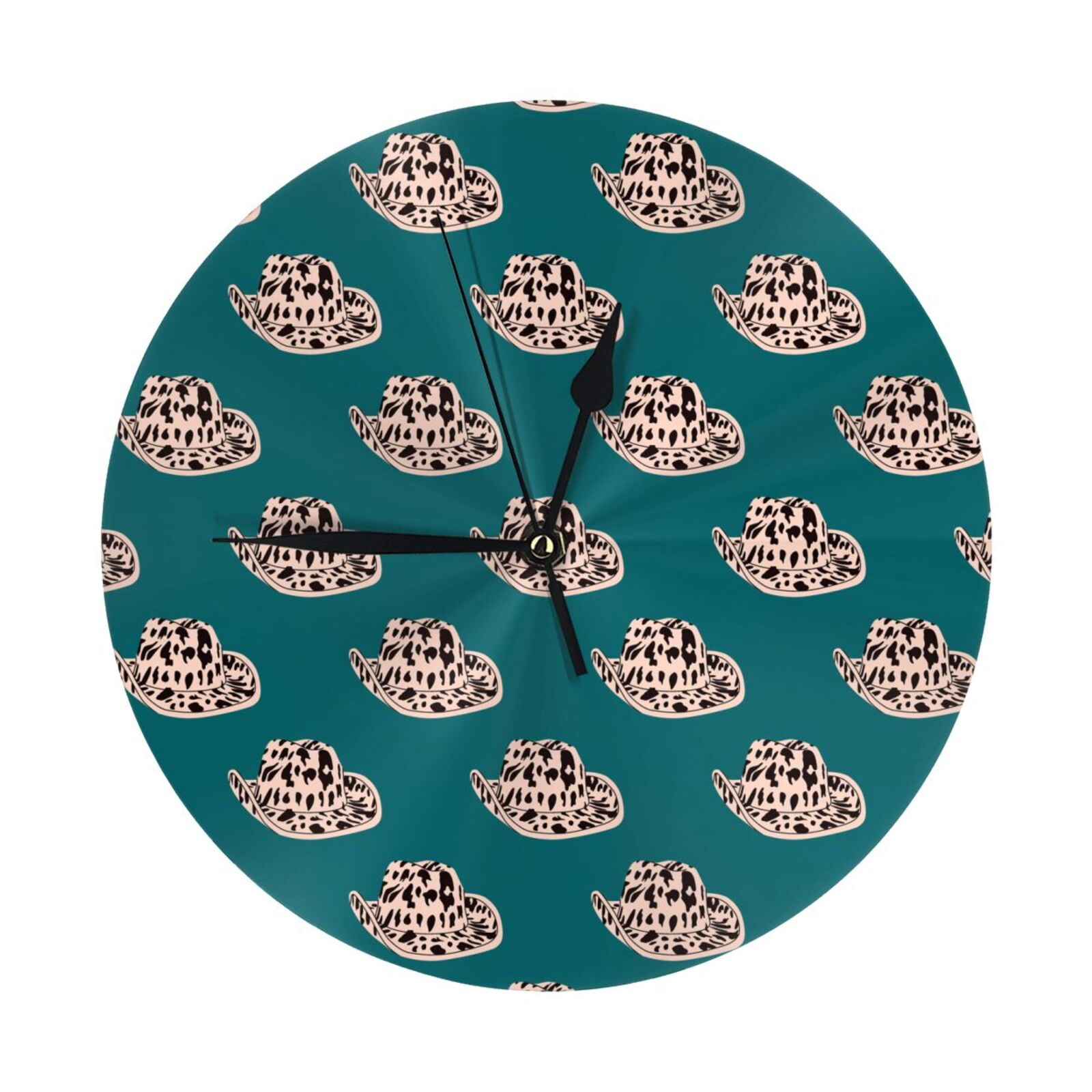 Wall Clock, western Cowgirl hat cow print Wall Clocks Battery Operated ...
