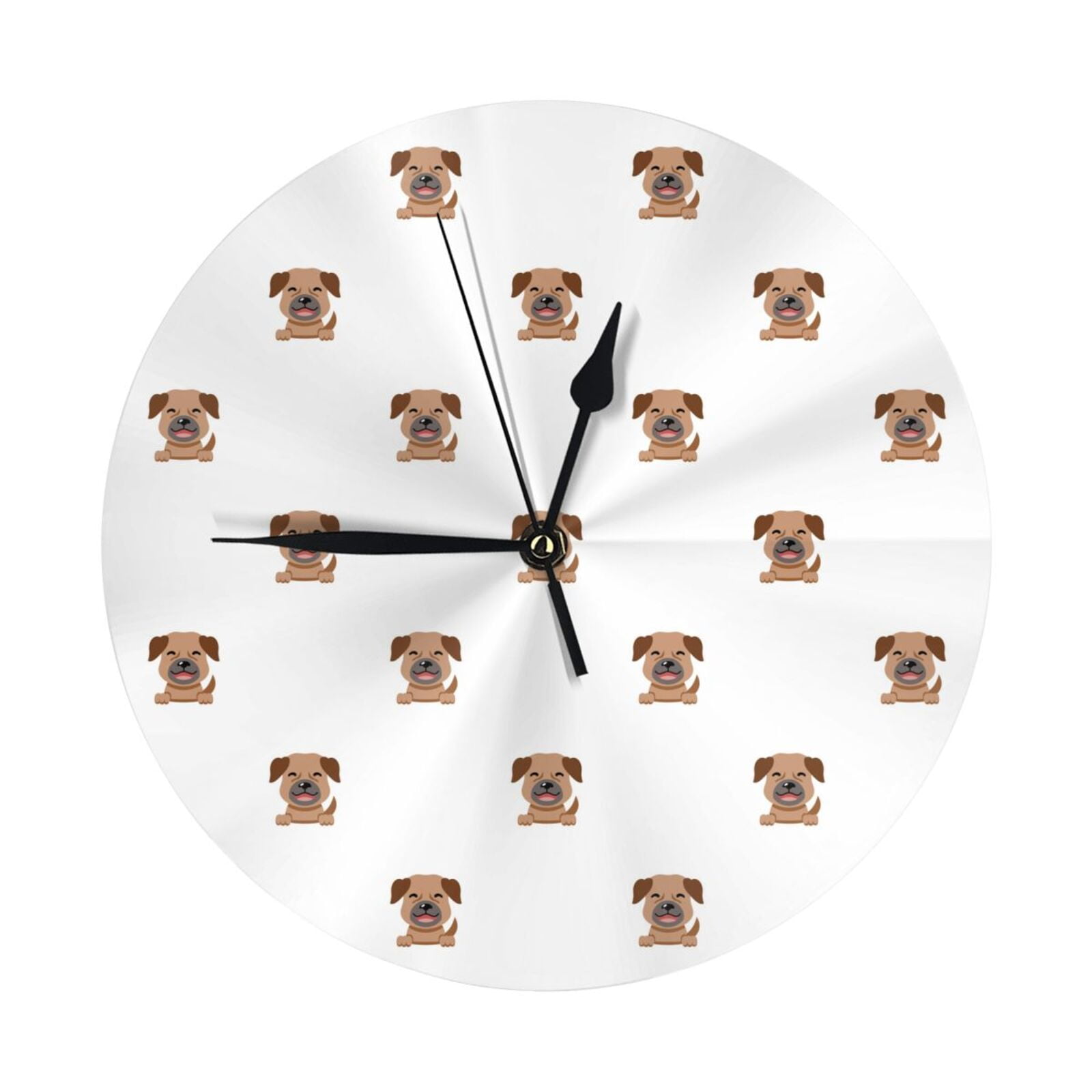 Wall Clock, white Cute Dog Puppy Wall Clocks Battery Operated Silent ...