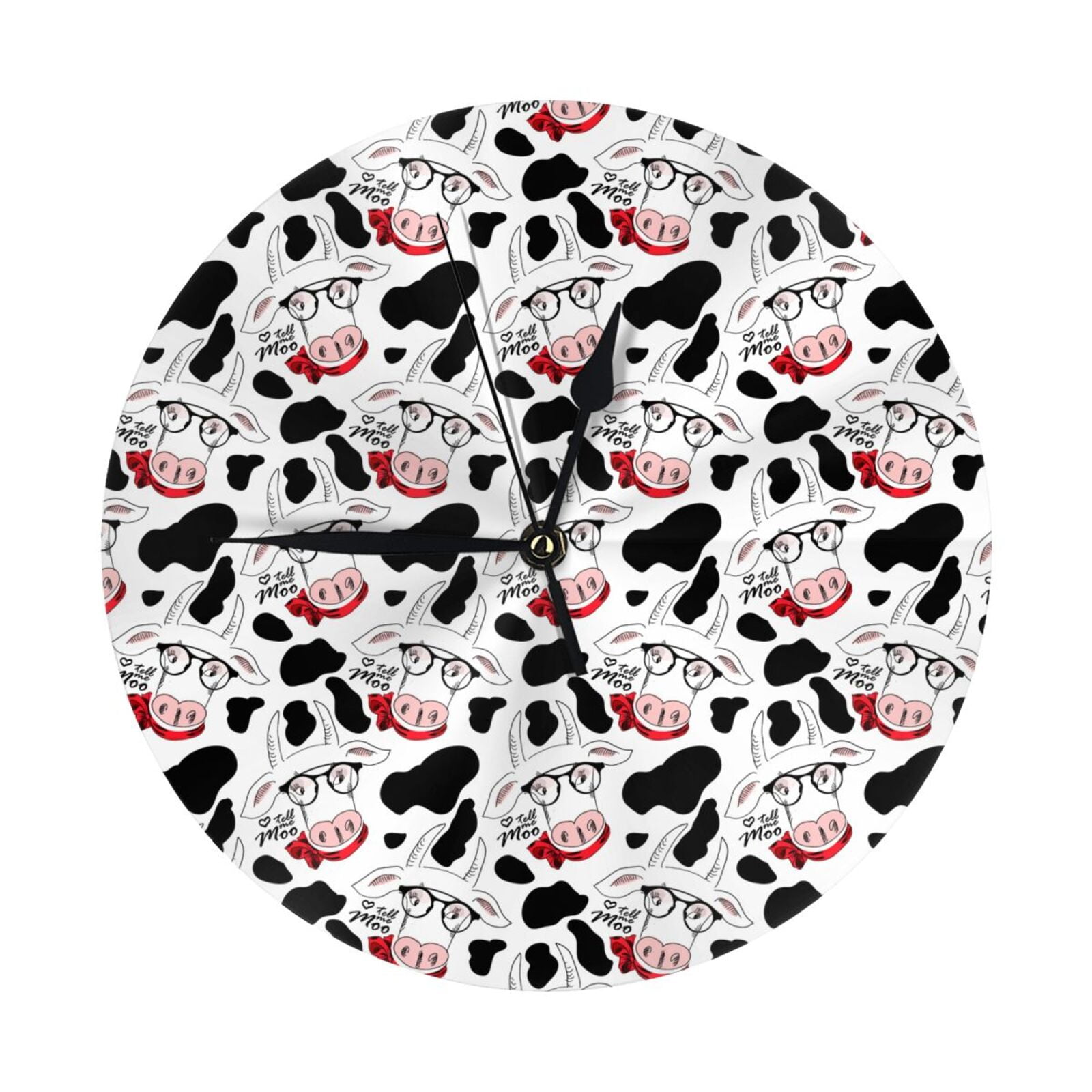 Wall Clock, white cow glasses moo funny Wall Clocks Battery Operated Silent Kitchen Office Wall ...