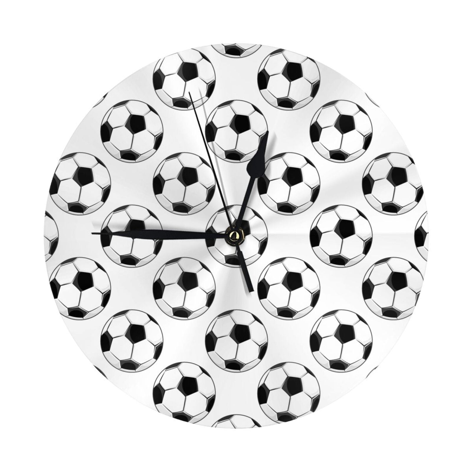 Wall Clock, white soccer balls football Wall Clocks Battery Operated ...